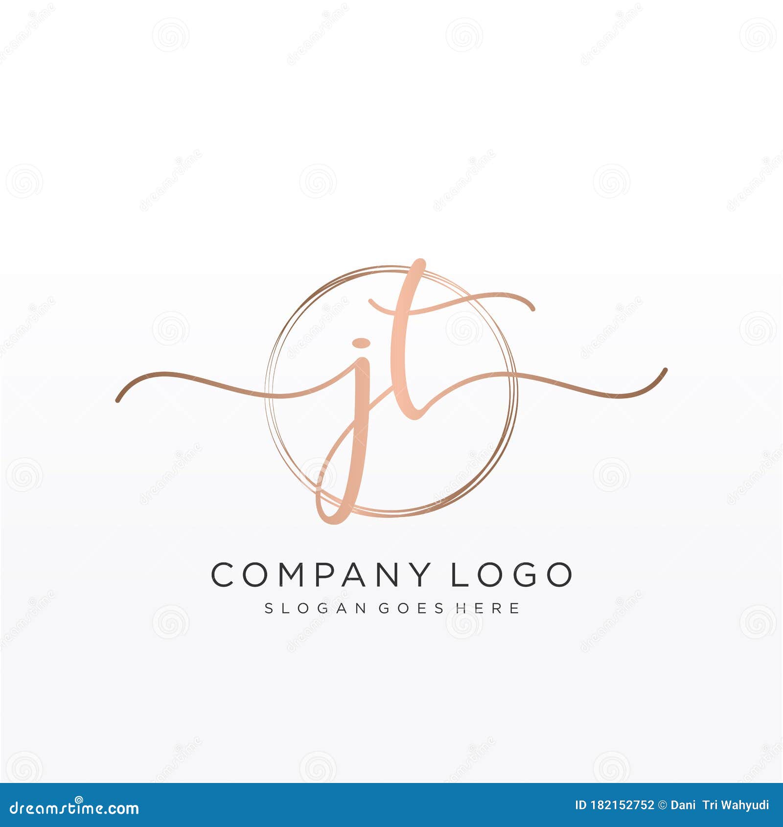 JT Initial Handwriting Logo with Circle Stock Vector - Illustration of ...