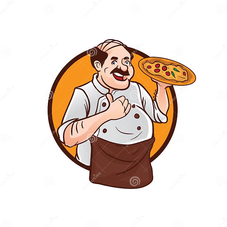 Pizza Chef Mascot Logo Template Stock Vector - Illustration of cute ...