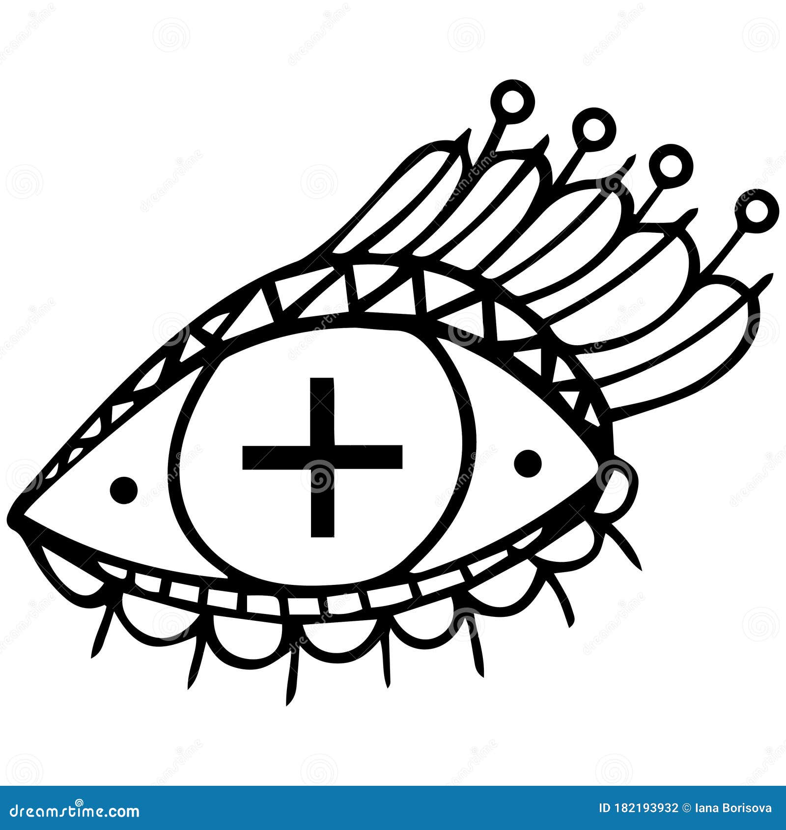Mystical Black and White Ornamental All-seeing Eye with a Greek Cross ...