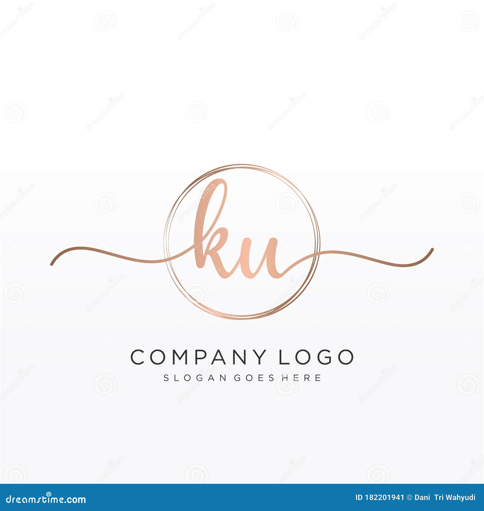 KU Initial Handwriting Logo with Circle Stock Vector - Illustration of ...