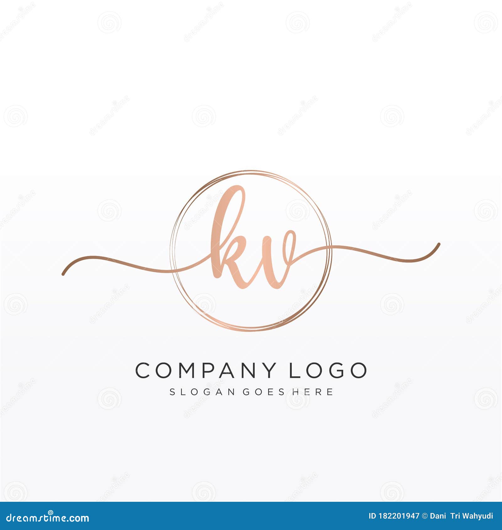 KV Initial Handwriting Logo with Circle Stock Vector - Illustration of ...