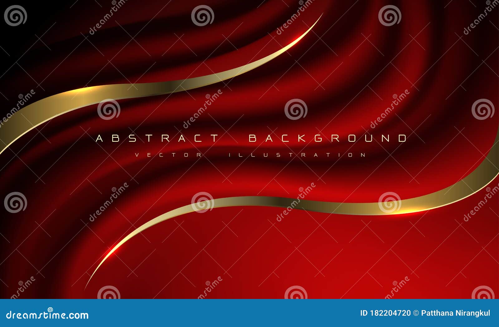 Abstract Dark Red Fabric Wave Gold Line Curve with Text on Blank Space ...