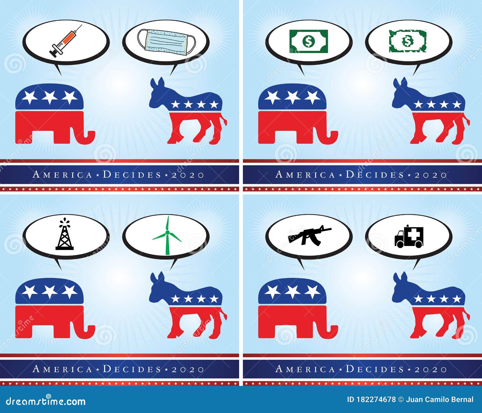 Elephant And Donkey USA Pattern Seamless. Republican And Democrat Party ...