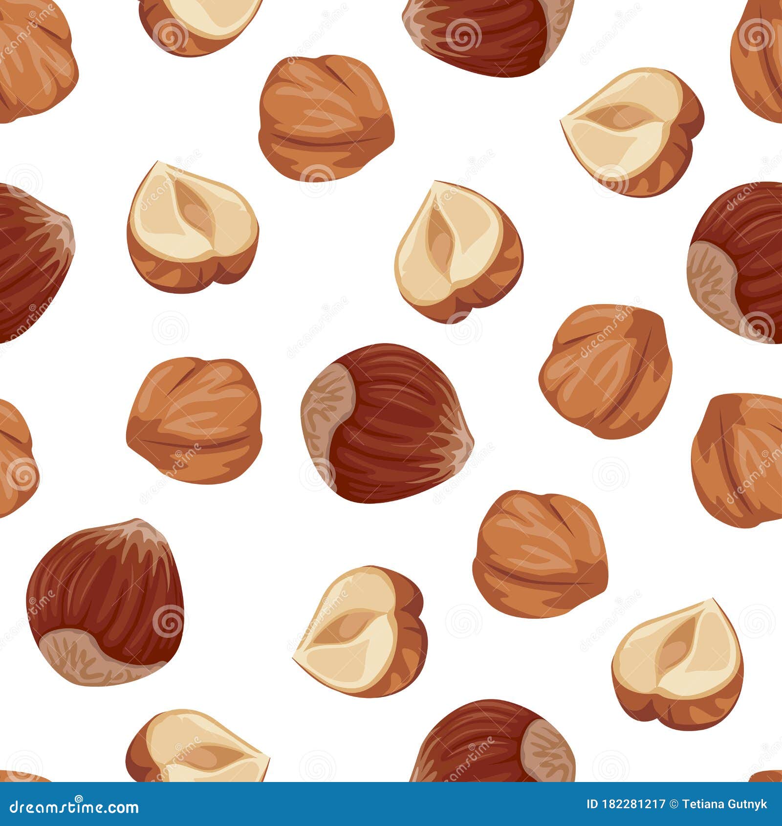 Hazelnuts. Seamless Pattern. Outline Hand Drawn Illustrat Stock ...