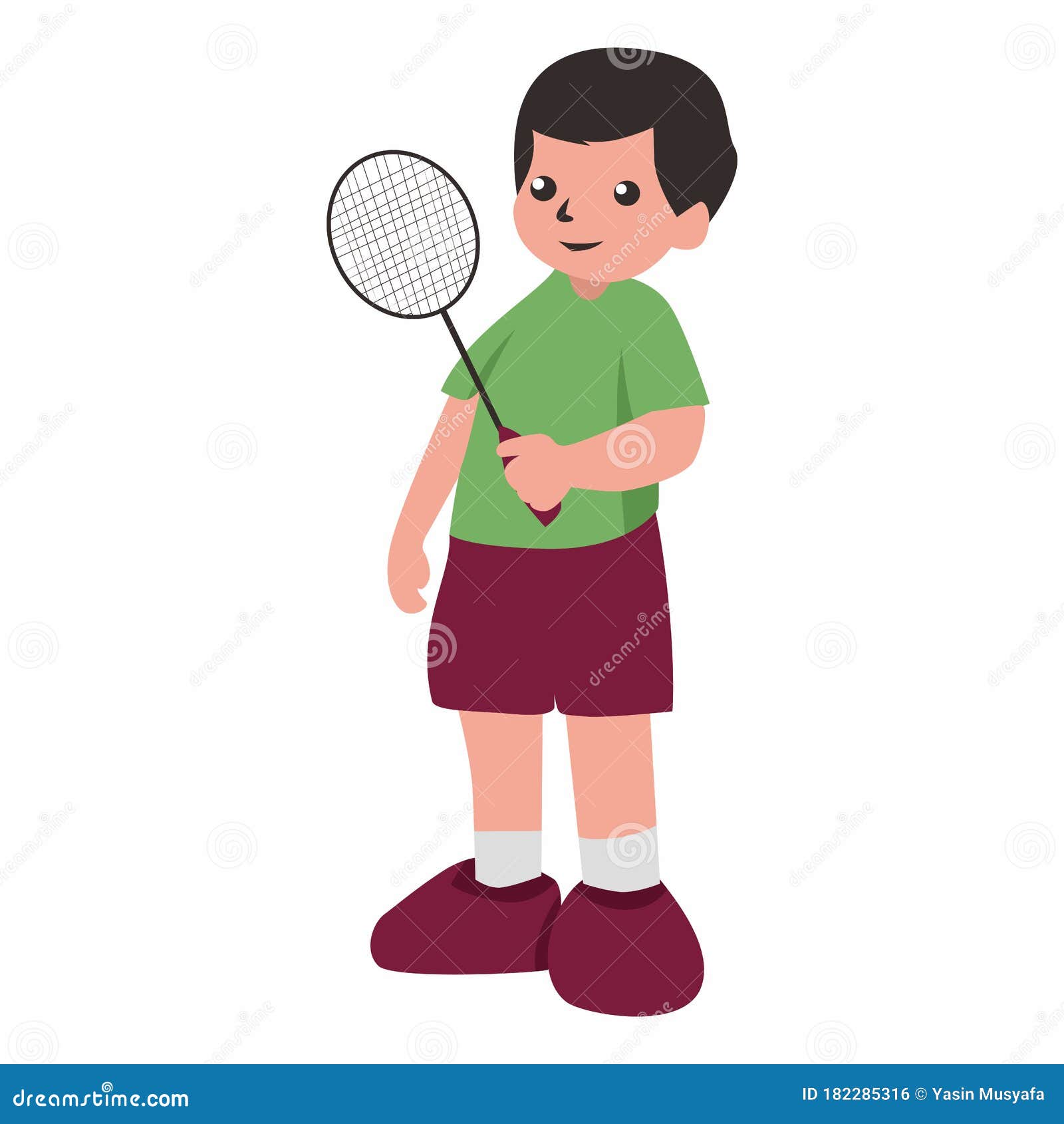 Cartoon of a Boy Holding a Racket. Stock Vector - Illustration of hobby ...