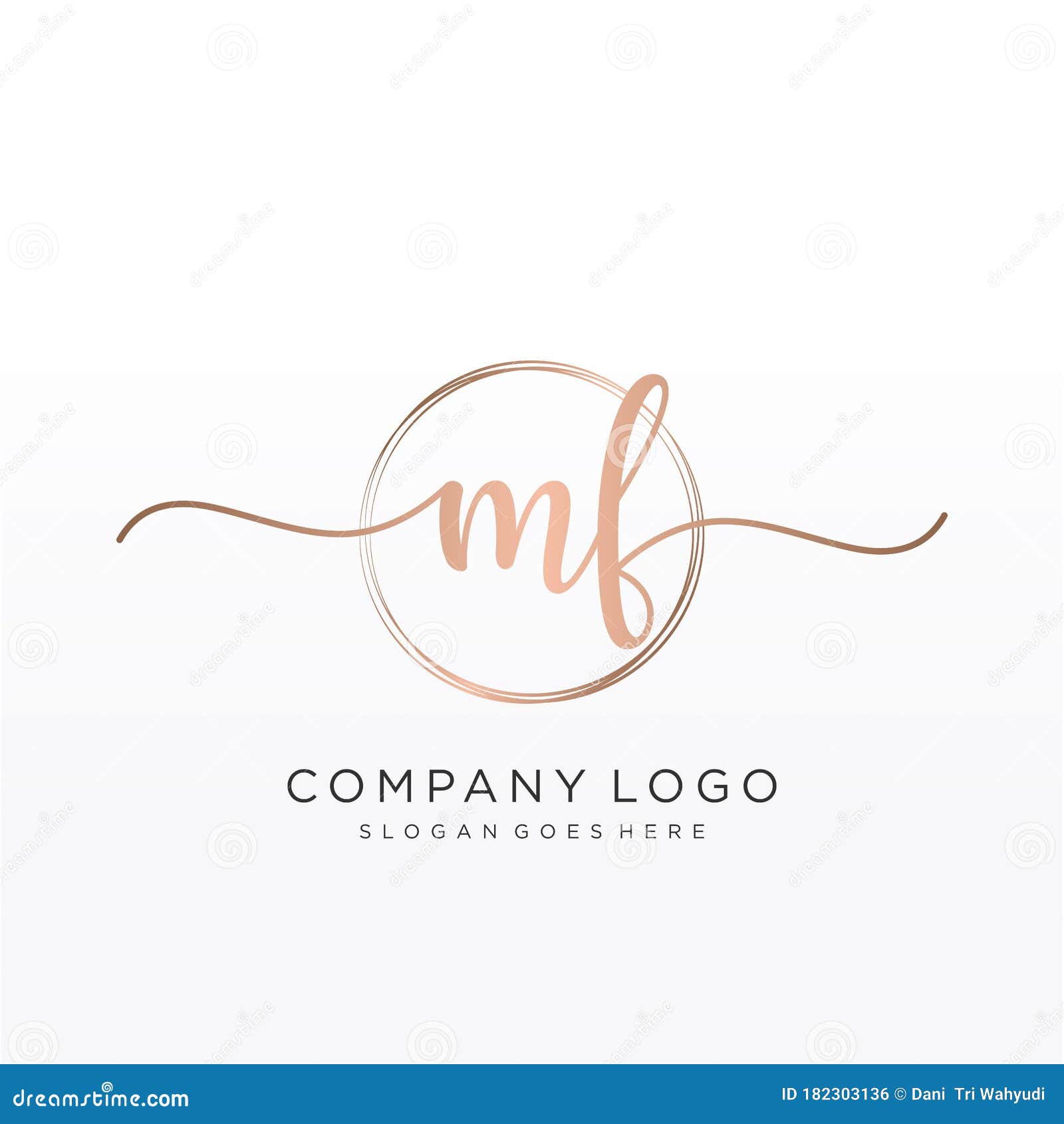 MF Initial Handwriting Logo with Circle Stock Vector - Illustration of ...