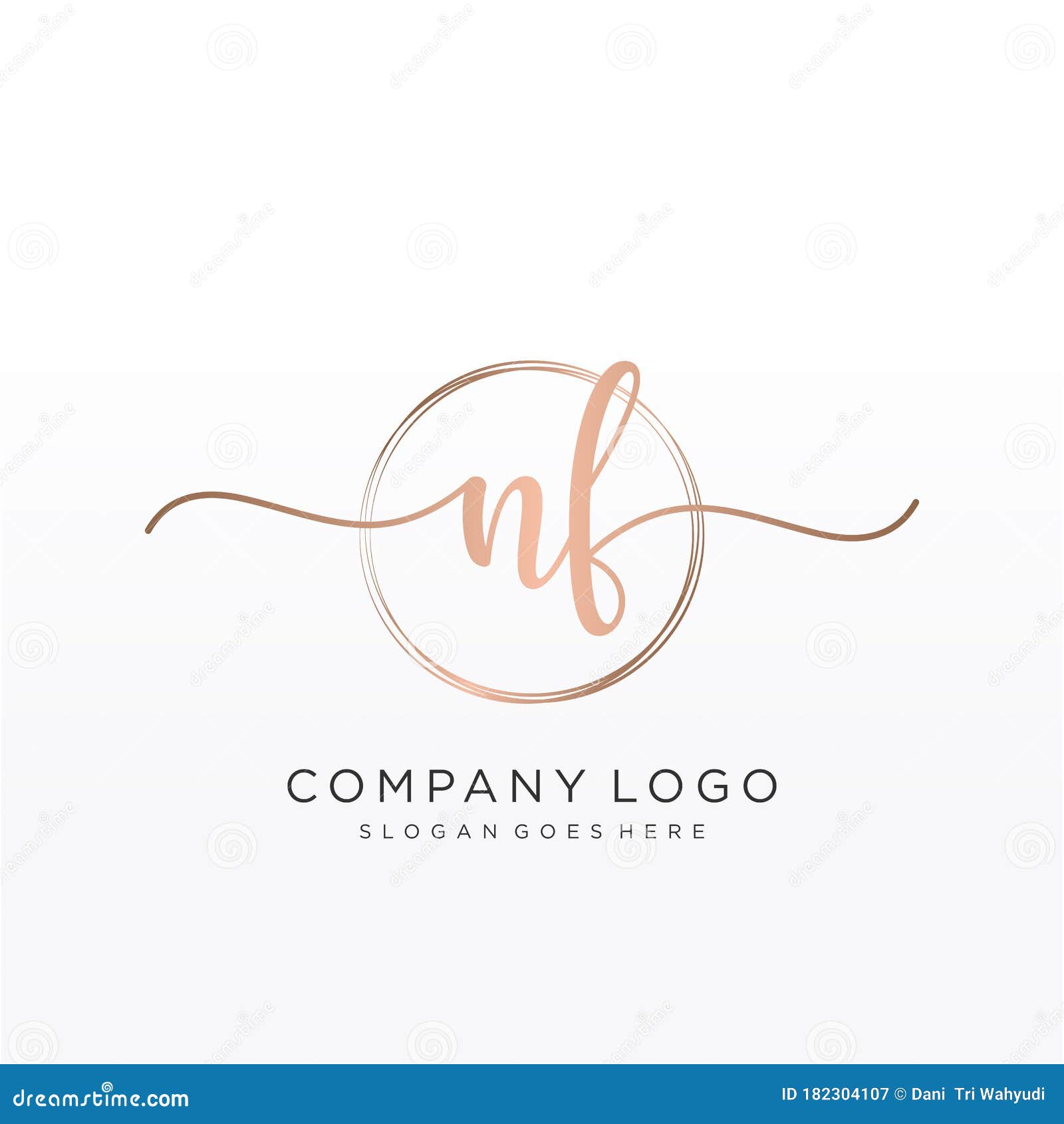 NF Initial Handwriting Logo with Circle Stock Vector - Illustration of ...