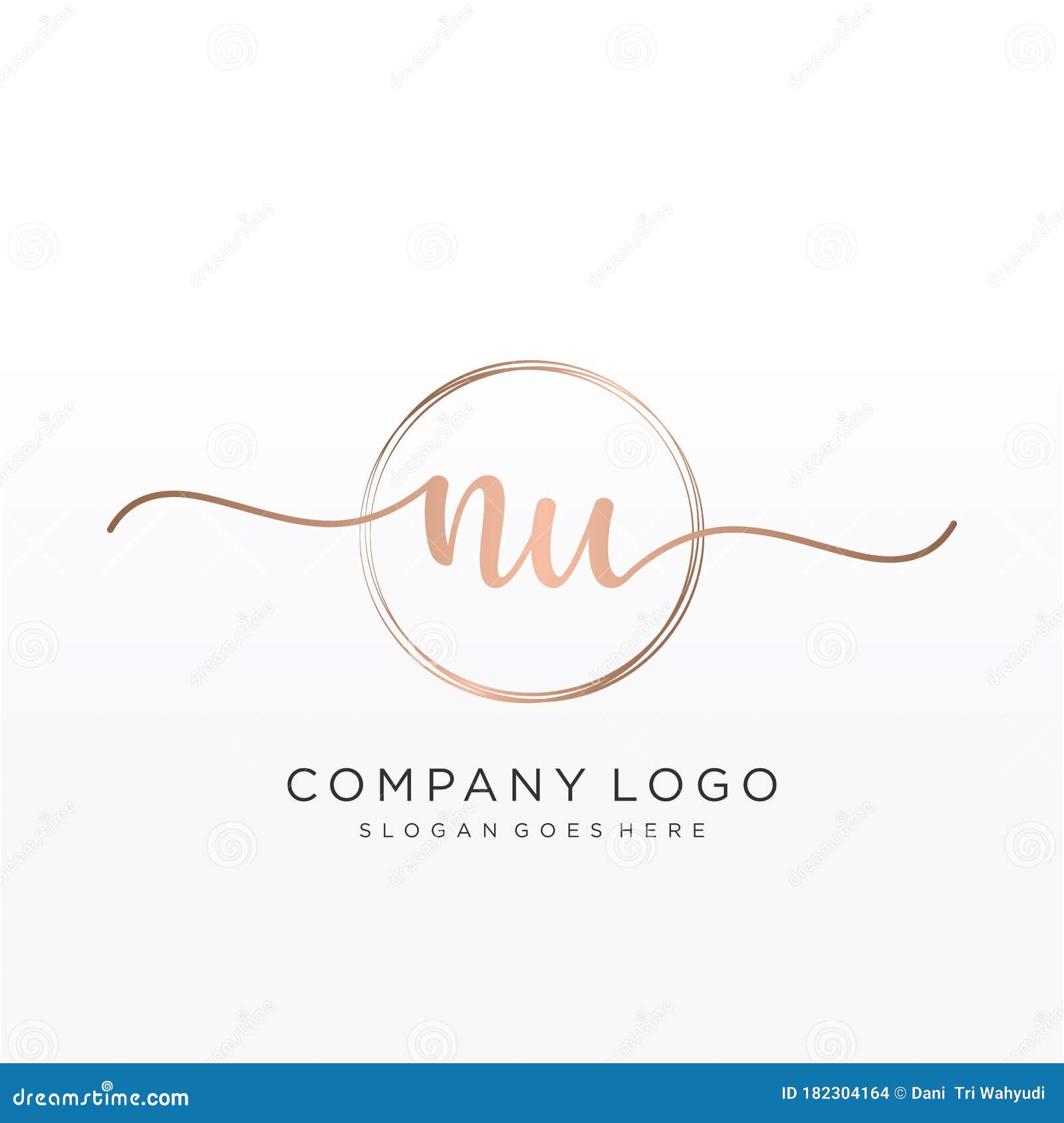 NU Initial Handwriting Logo with Circle Stock Vector - Illustration of ...