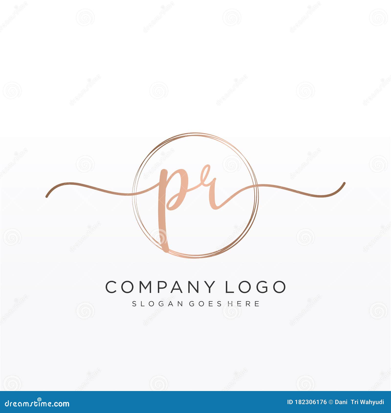 PR Initial Handwriting Logo with Circle Stock Vector - Illustration of ...