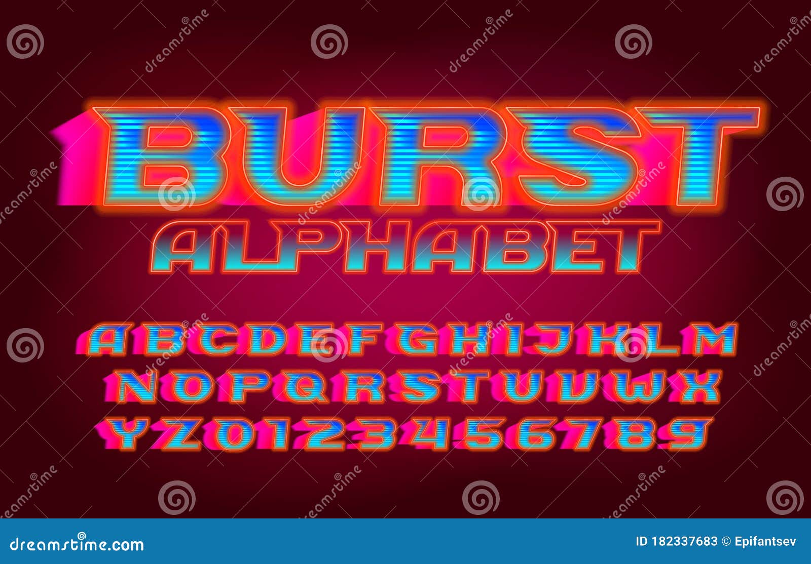 Burst Alphabet Font. Vivid Letters, Numbers and Symbols Stock Vector ...