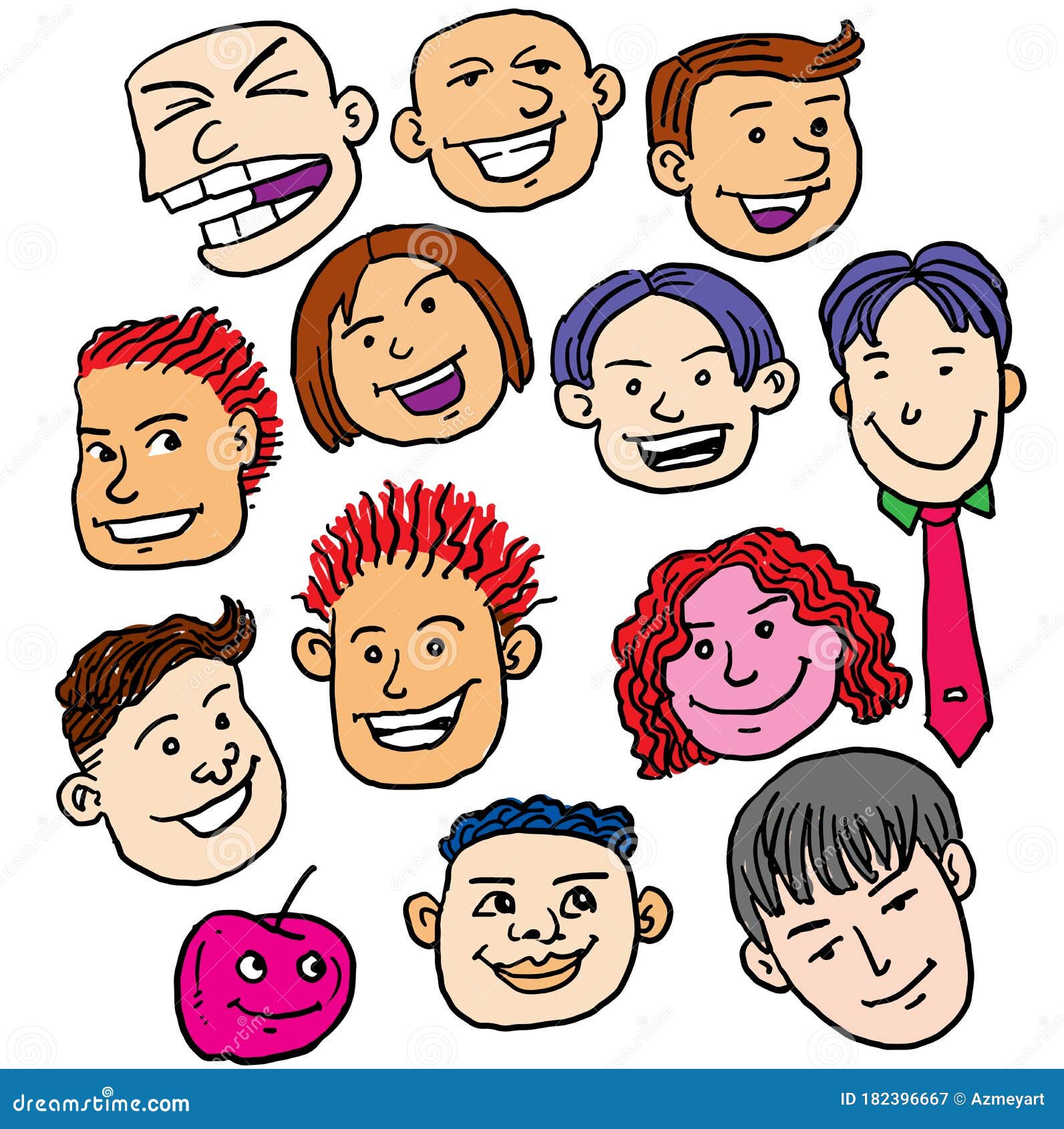 Various Kids Cartoon Faces Collection Stock Vector - Illustration of ...