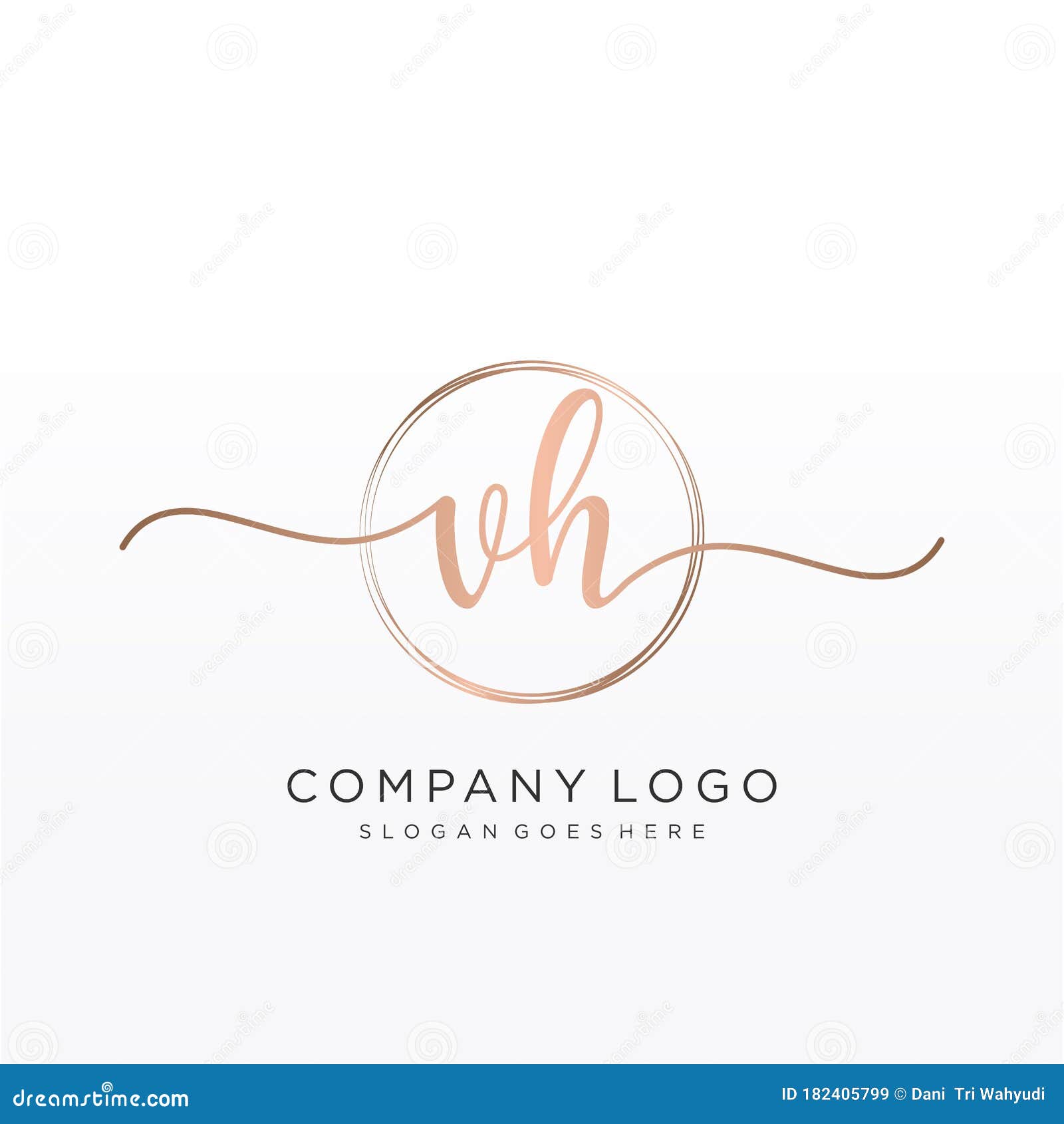 VH Initial Handwriting Logo with Circle Stock Vector - Illustration of ...