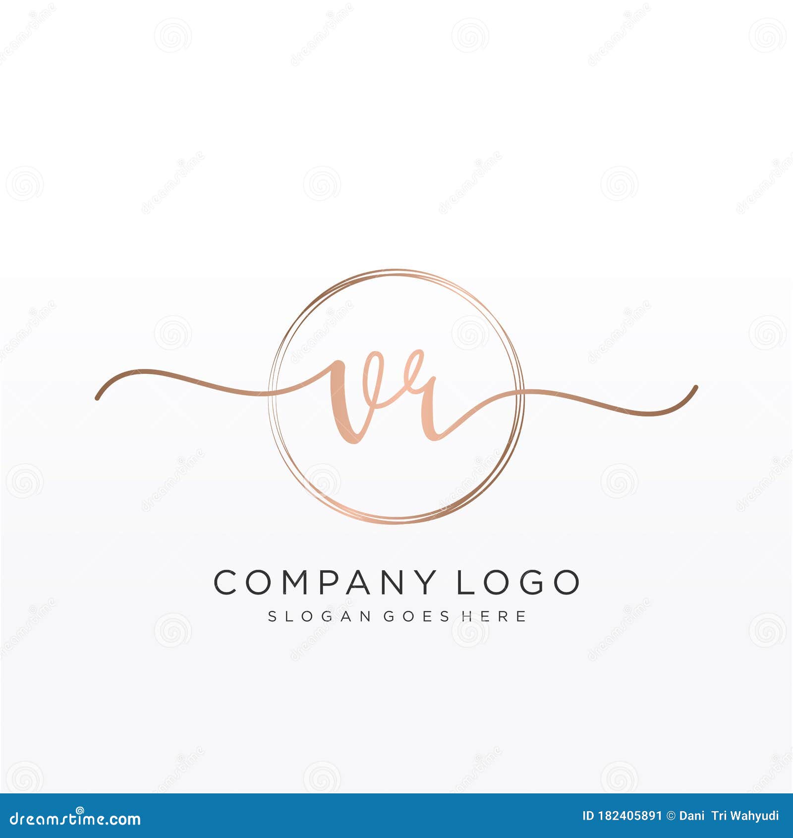 VR Initial Handwriting Logo with Circle Stock Vector - Illustration of ...