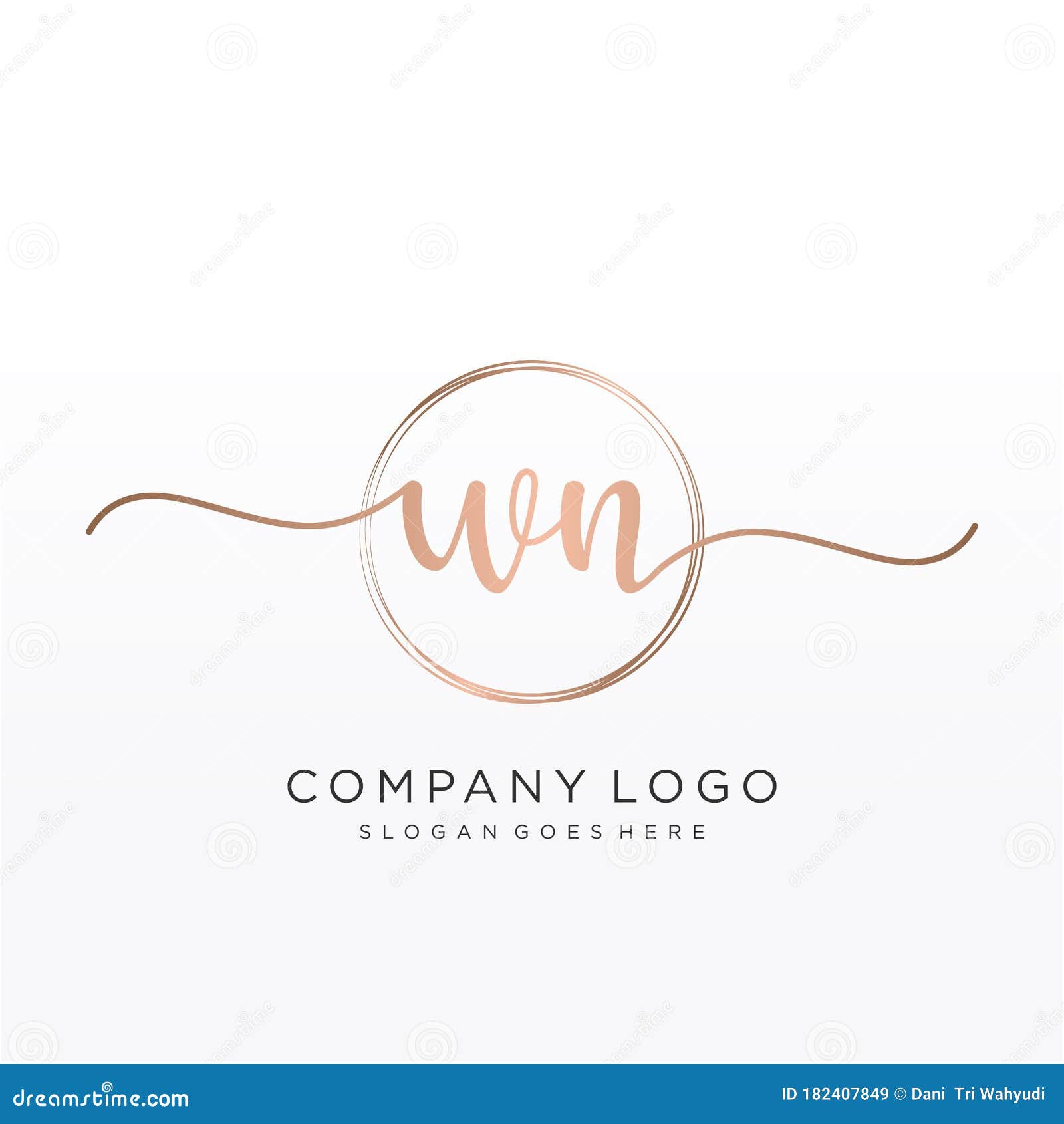 WN Initial Handwriting Logo with Circle Stock Vector - Illustration of ...