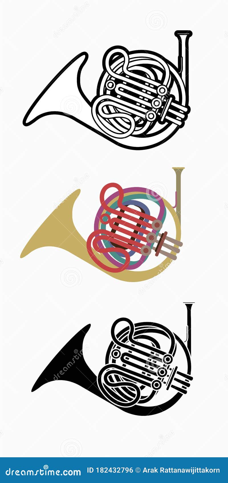 French Horn Instrument Cartoon Music Graphic Vector Stock Vector ...