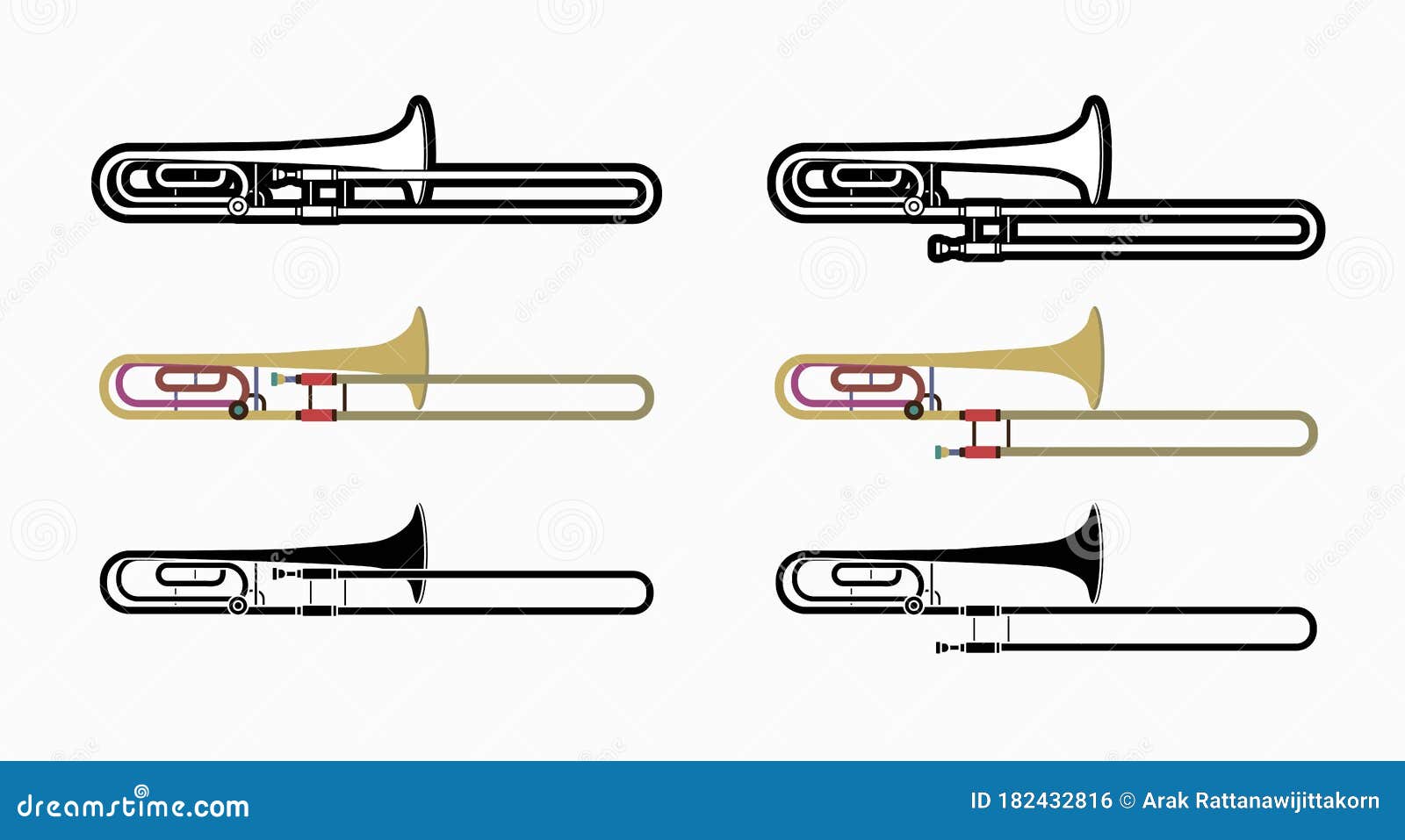 Trombone Instrument Cartoon Music Graphic Vector Stock Vector ...