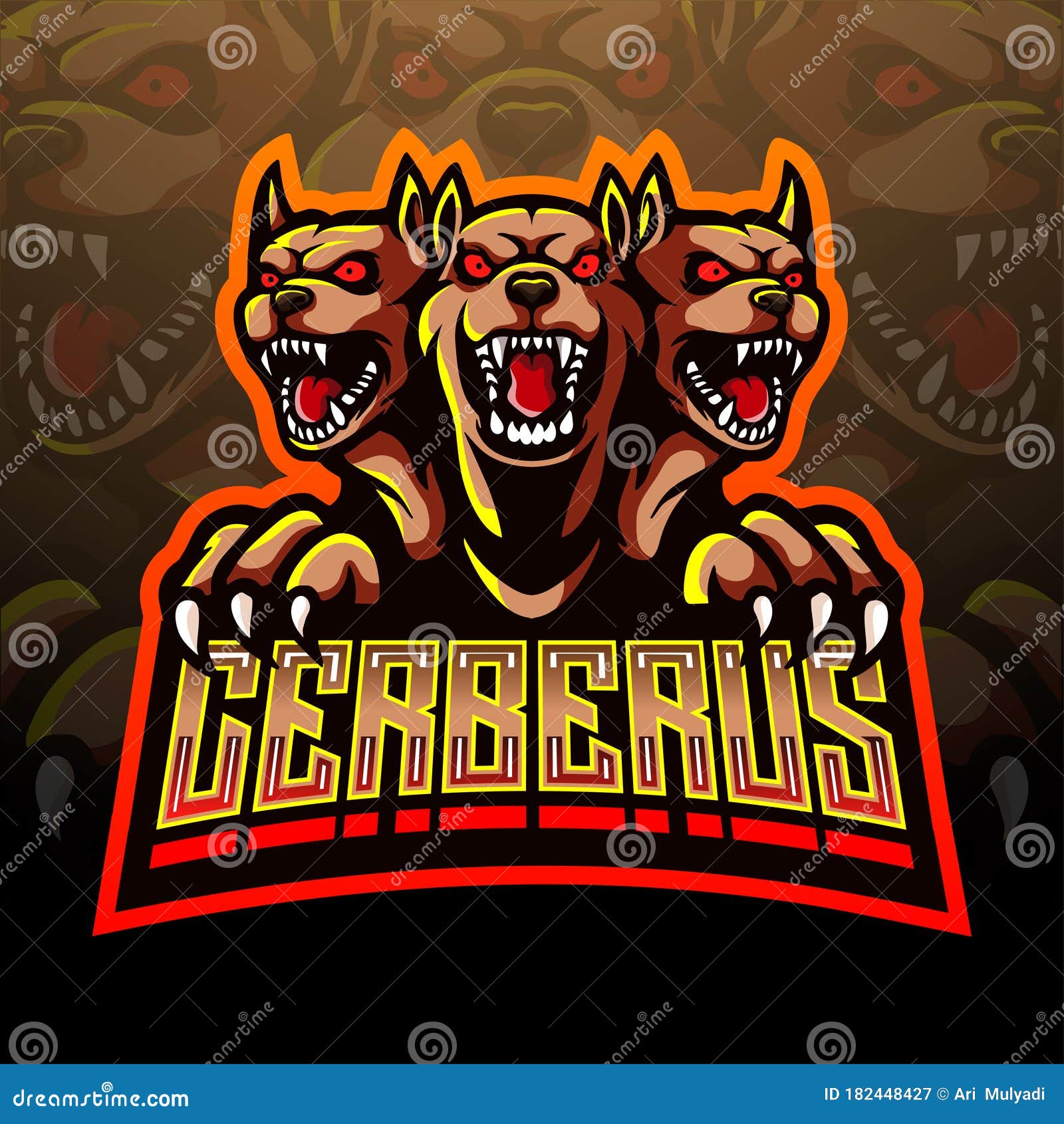 Cerberus Mascot Esport Logo Design Cartoon Vector | CartoonDealer.com ...