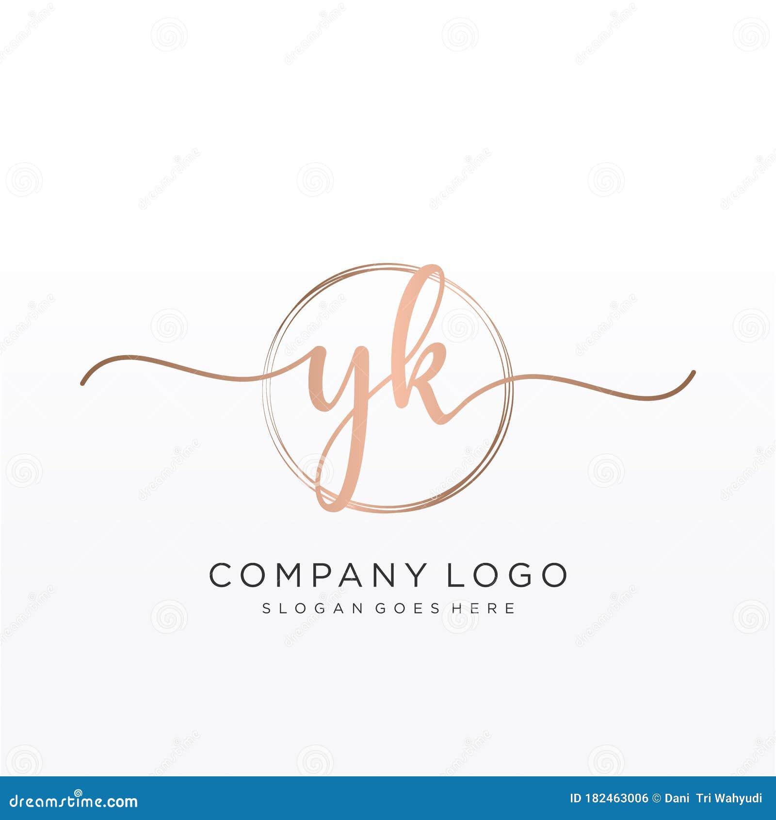 YK Initial Handwriting Logo with Circle Stock Vector - Illustration of ...