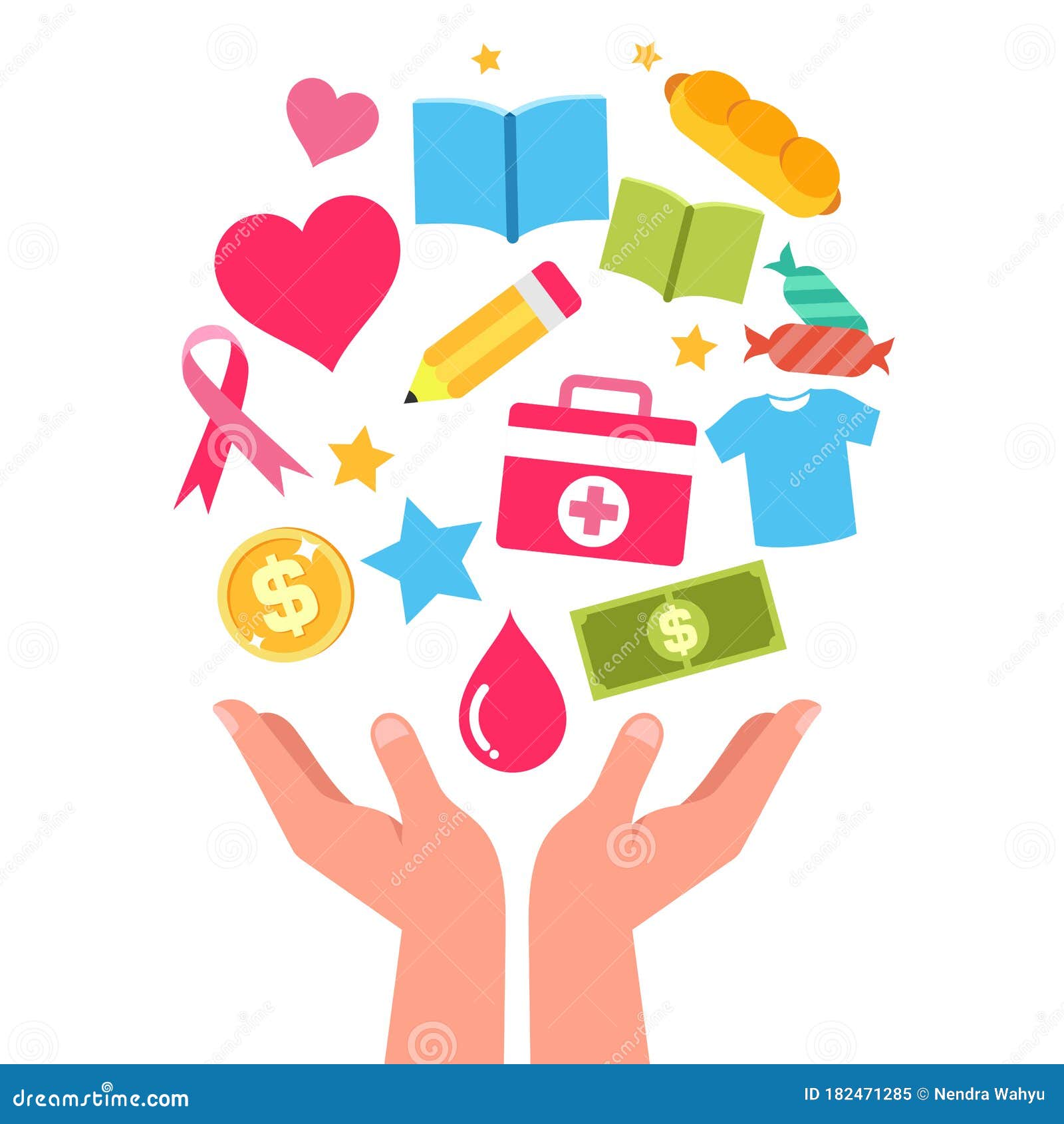 Vector Illustration of Two Hands Looking Up To Make a Donation ...