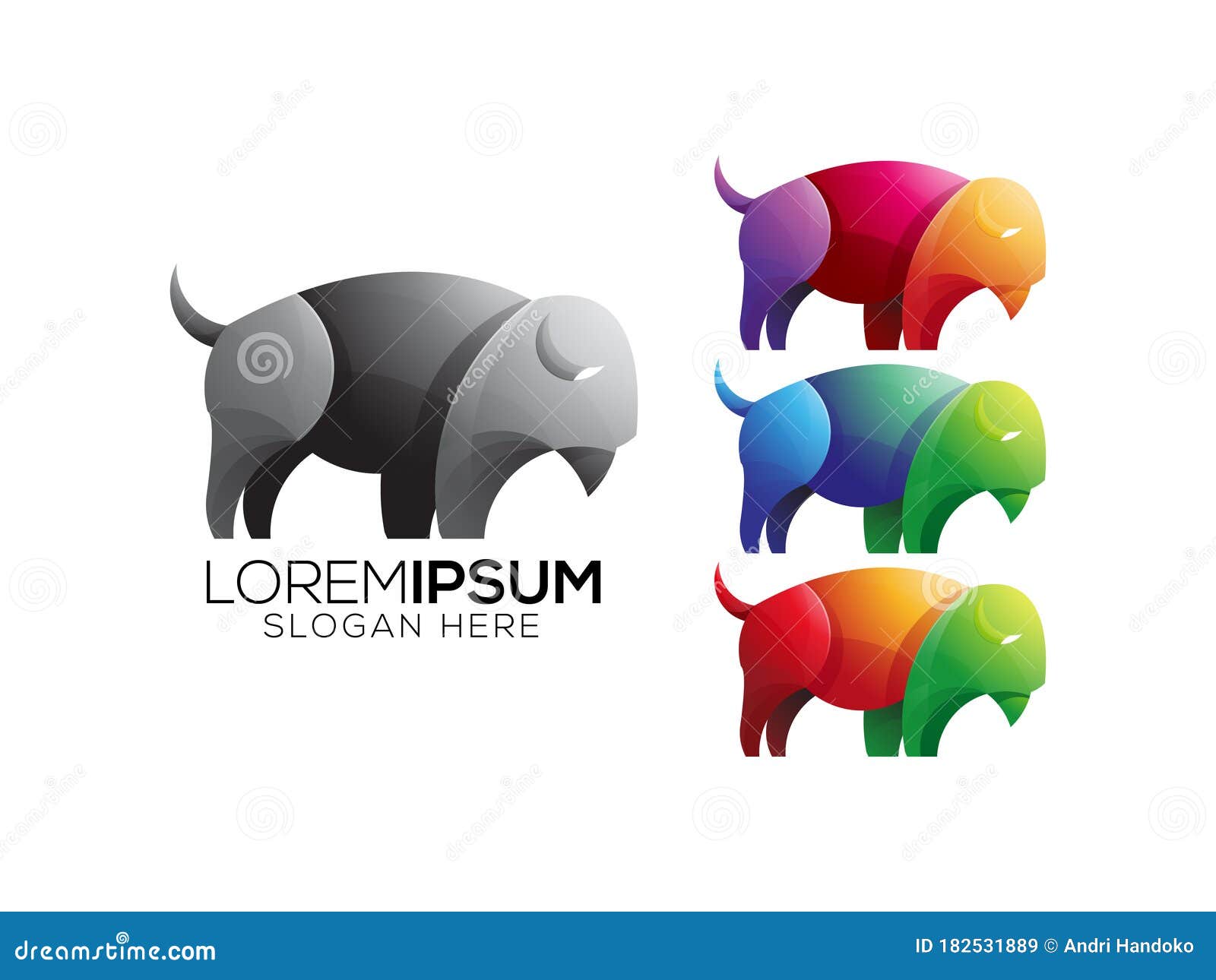 Bison Logo Colorful Collection. Stock Vector - Illustration of colorful ...