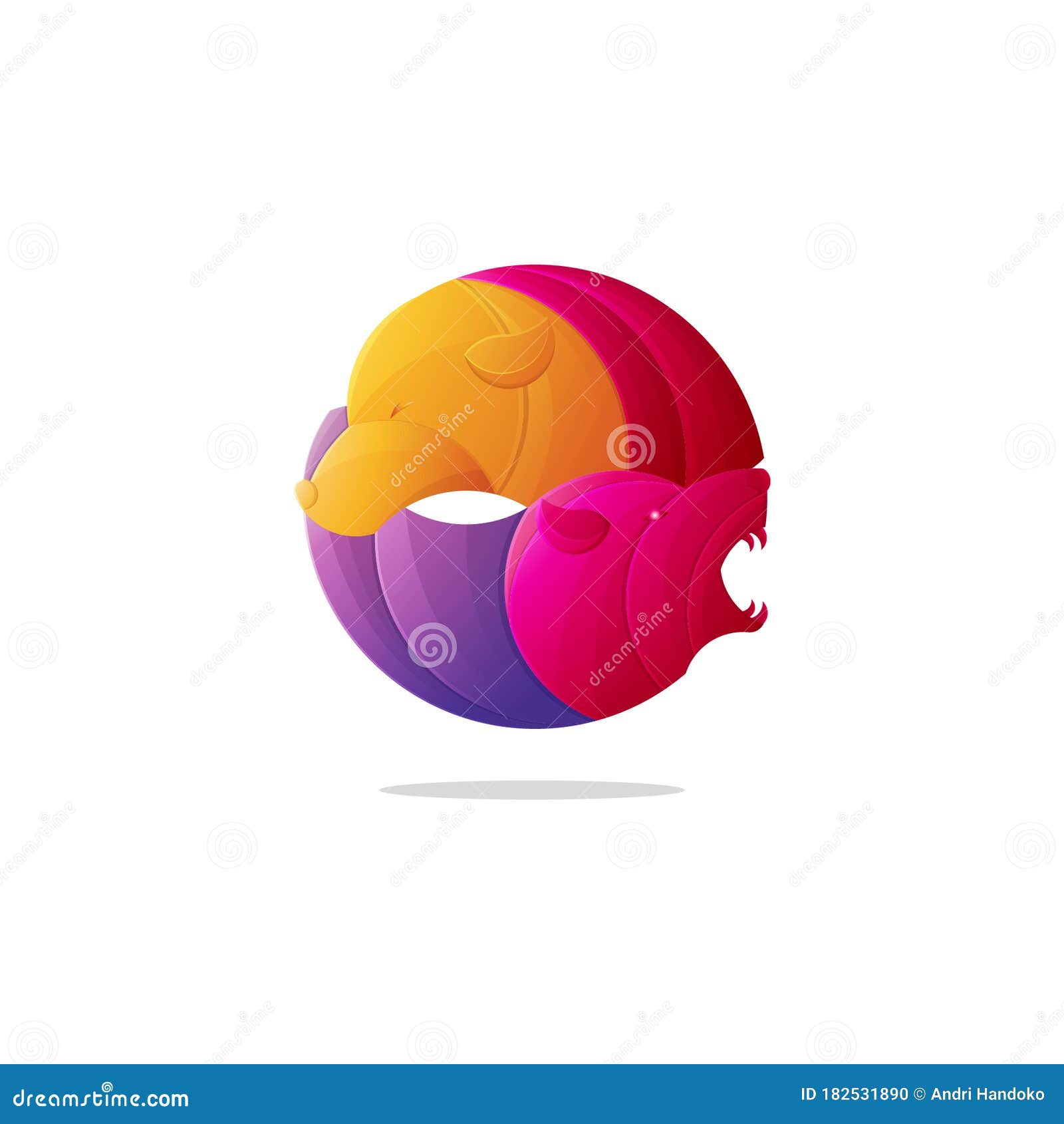 Colorful Circular Logo of Two Dog Heads Stock Vector - Illustration of ...