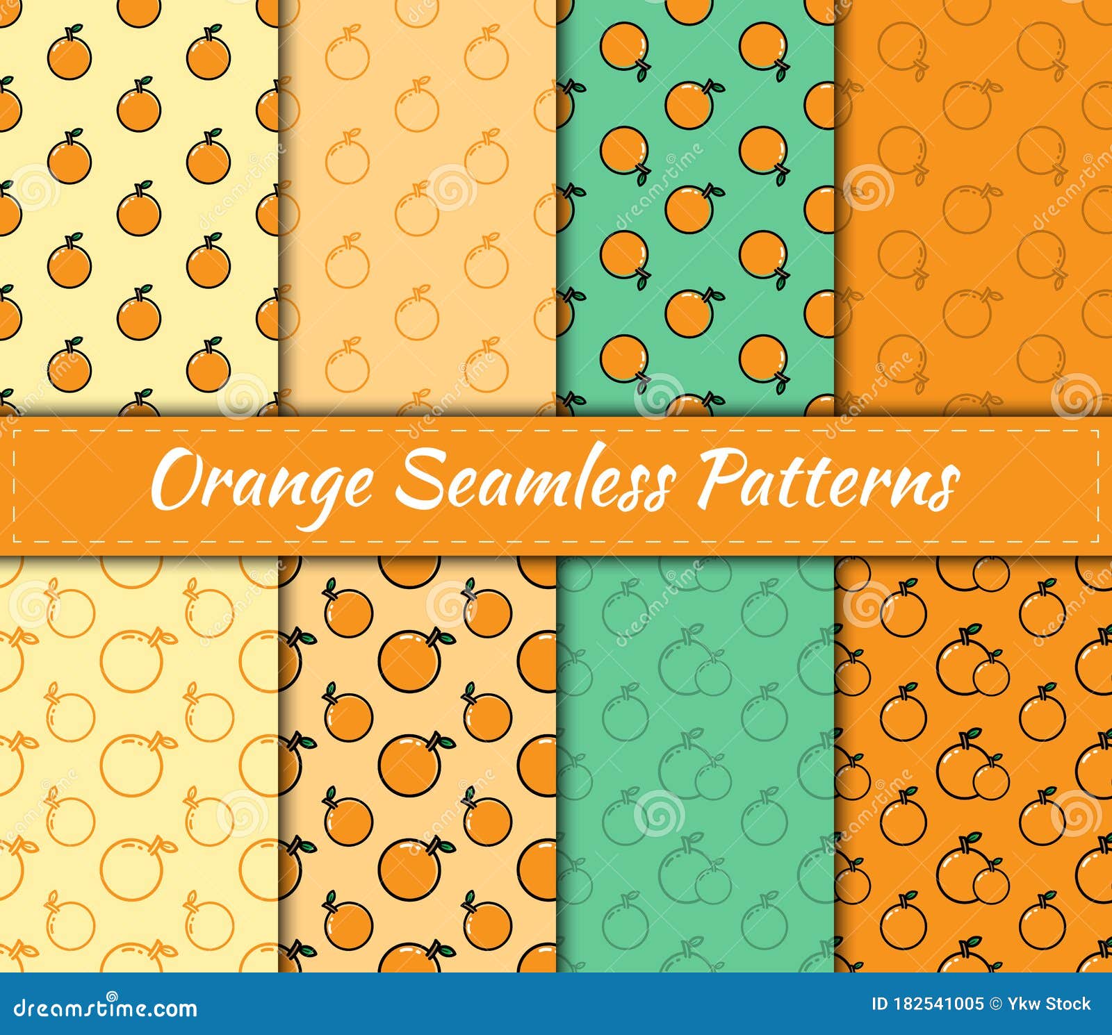 Set the Collection of Orange Seamless Patterns Stock Vector ...