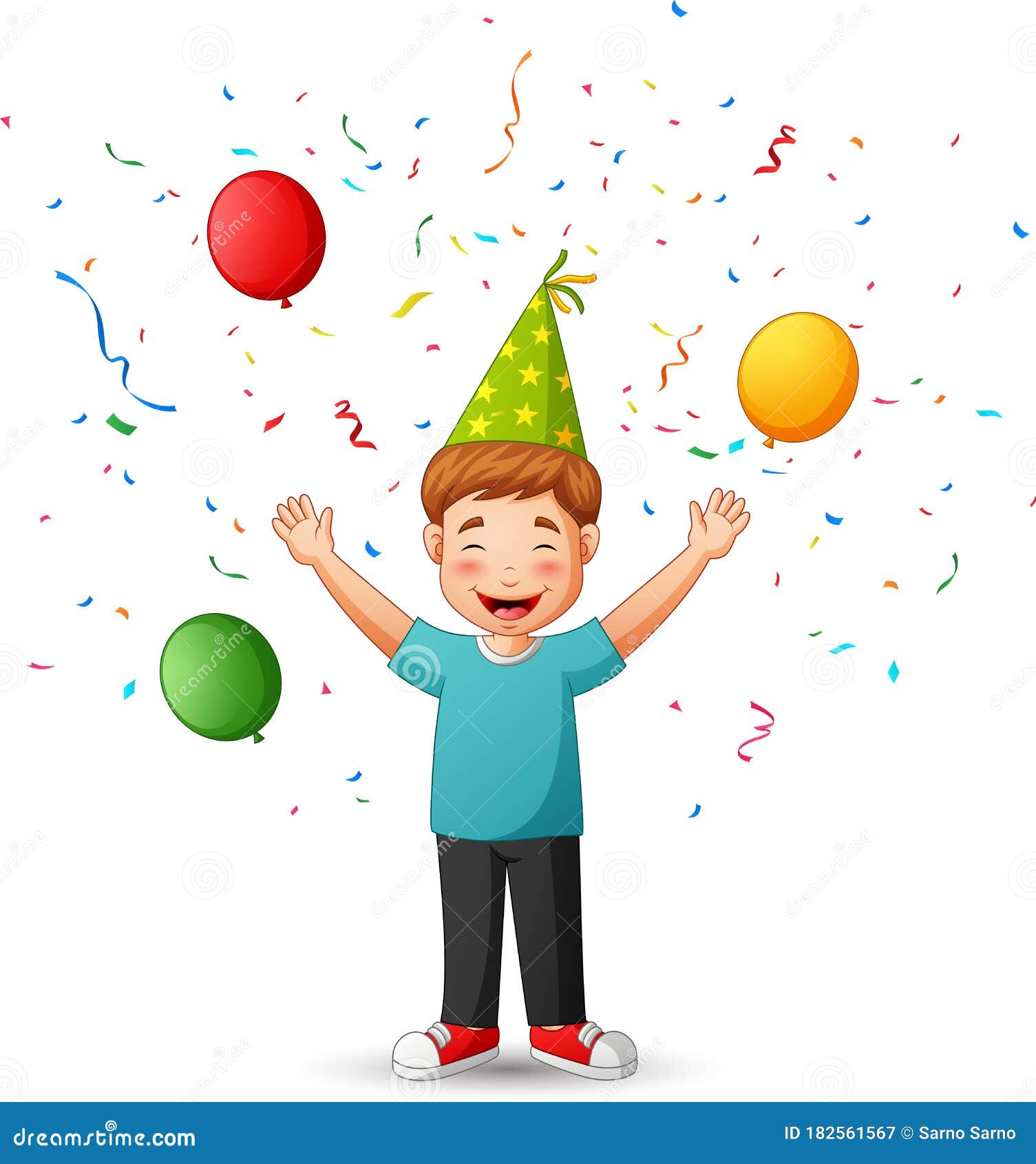 Cute Cartoon Boy Anniversary Brithday Party | CartoonDealer.com #182561567