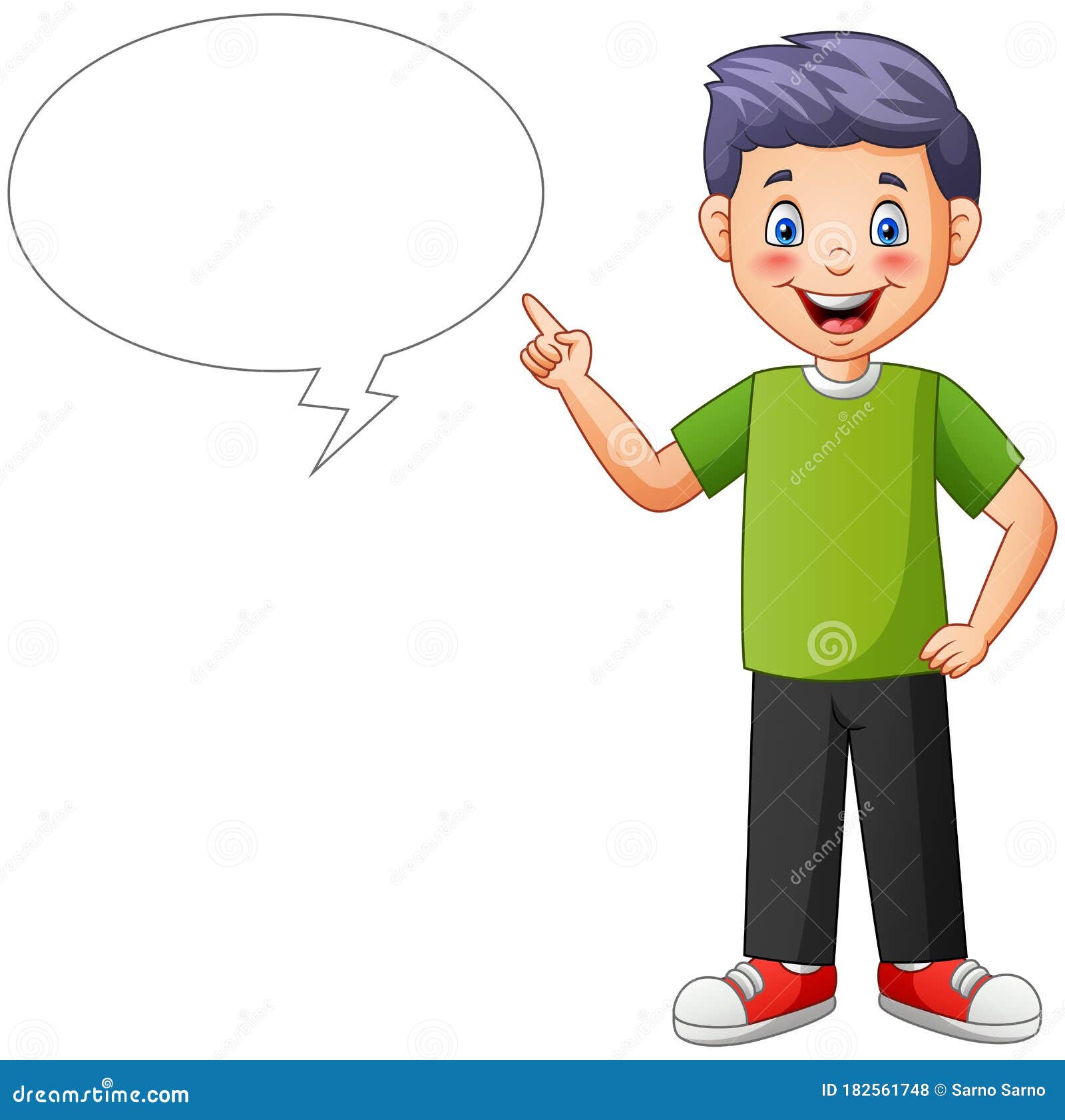 Cartoon Boy with Talk Bubbles for Text Stock Vector - Illustration of ...