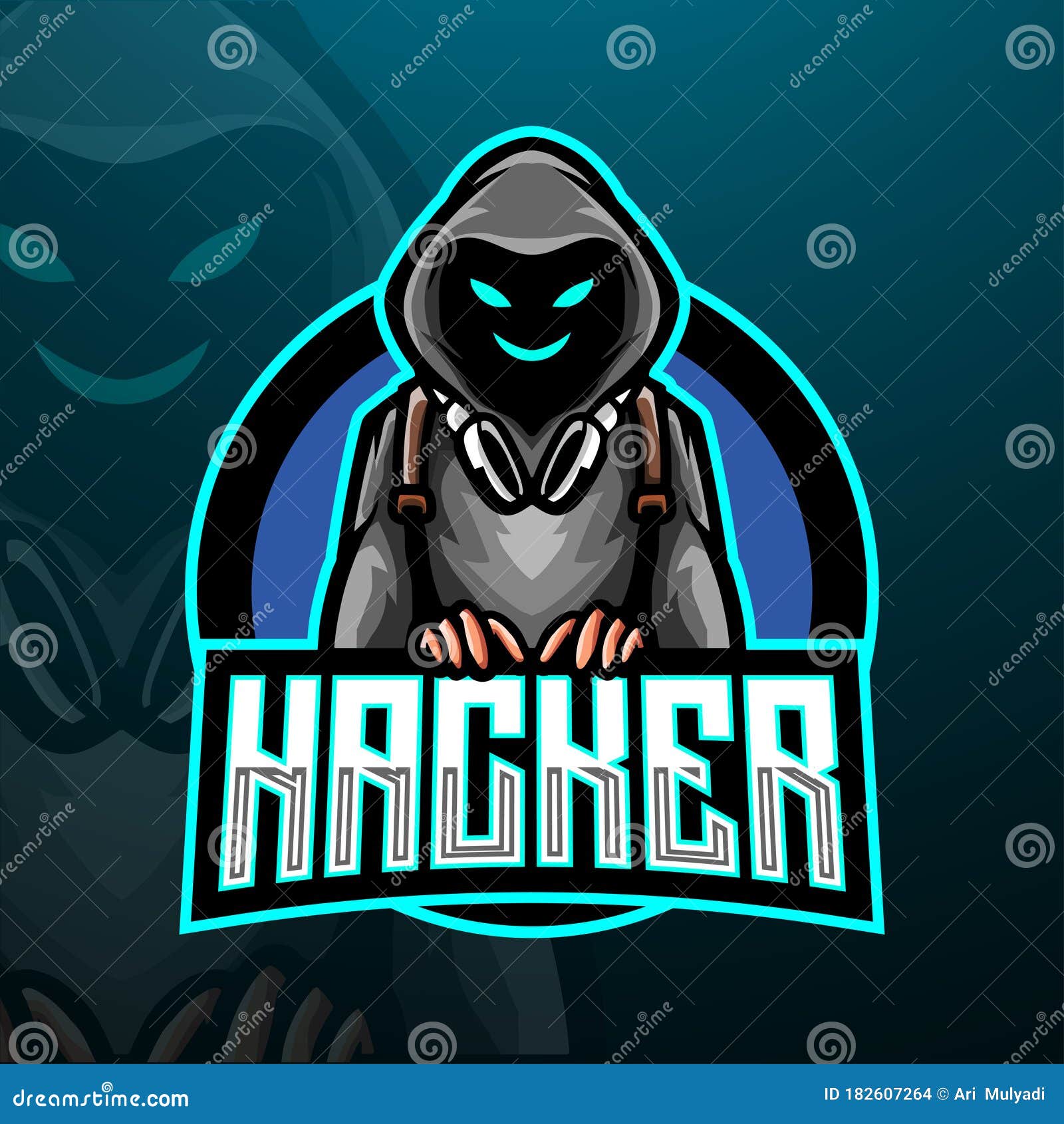 Hacker Esport Logo Mascot Design Stock Vector - Illustration of helmet ...