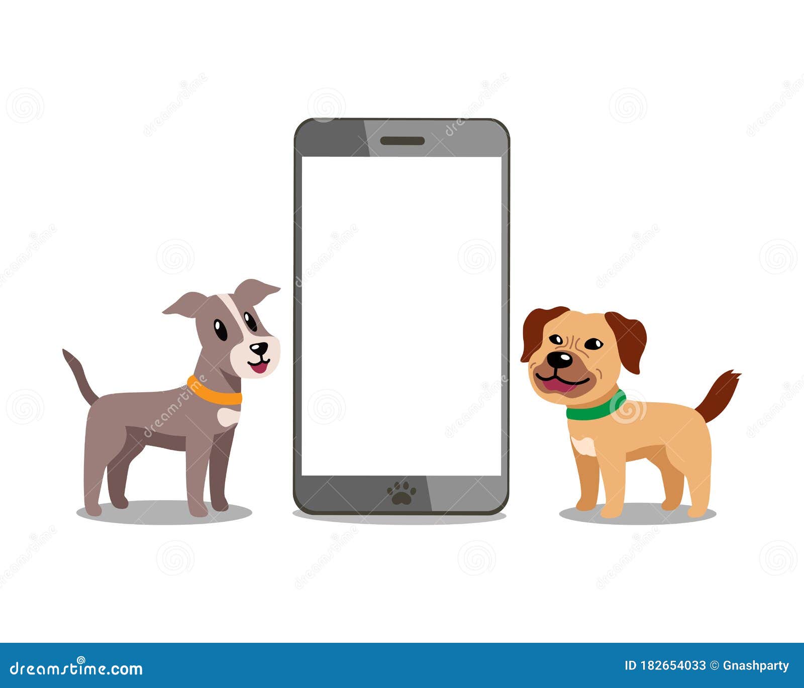 Cartoon Character Happy Dogs with Smartphone Stock Vector ...