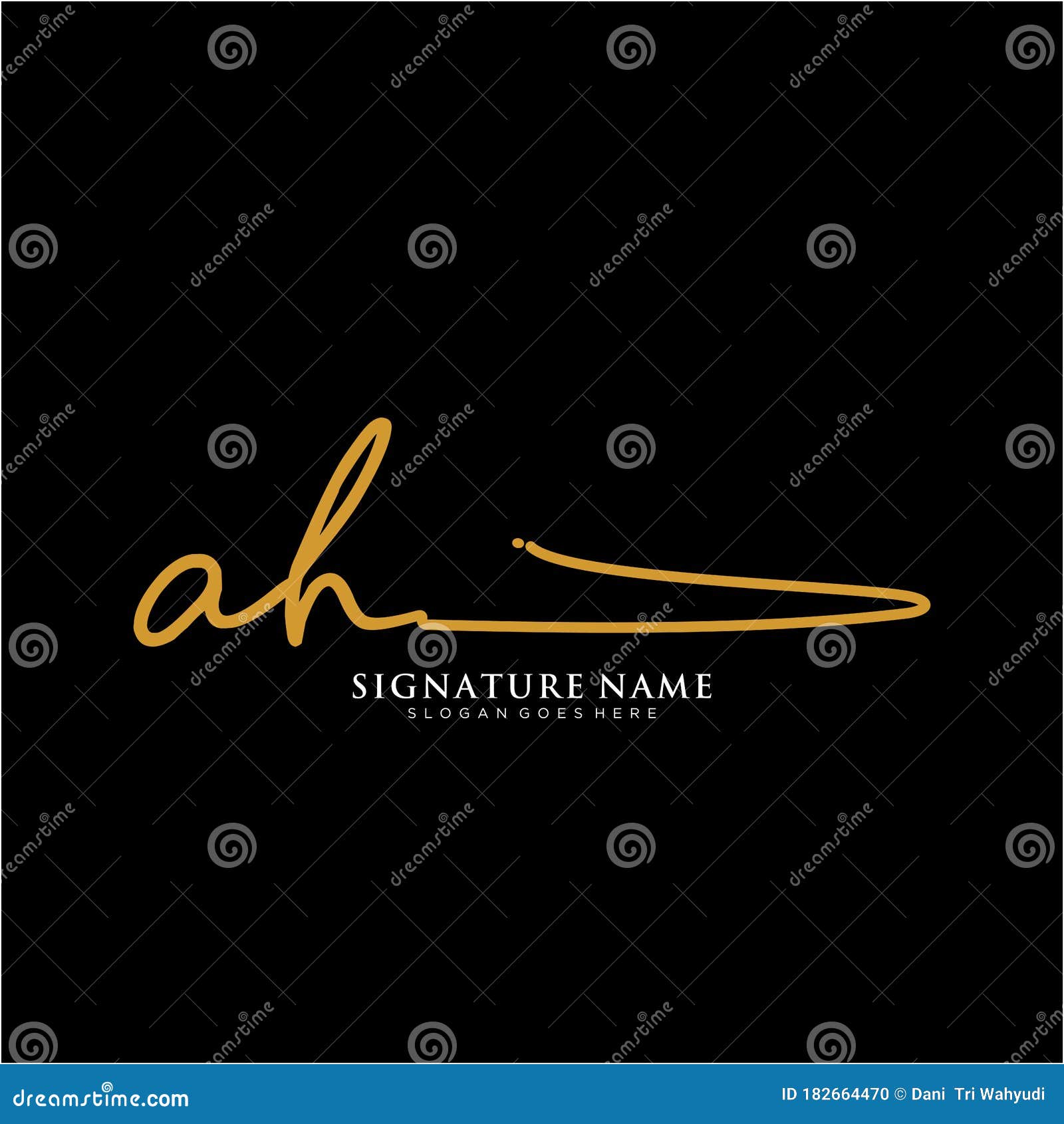 Letter AH Signature Logo Template Vector Stock Vector - Illustration of ...