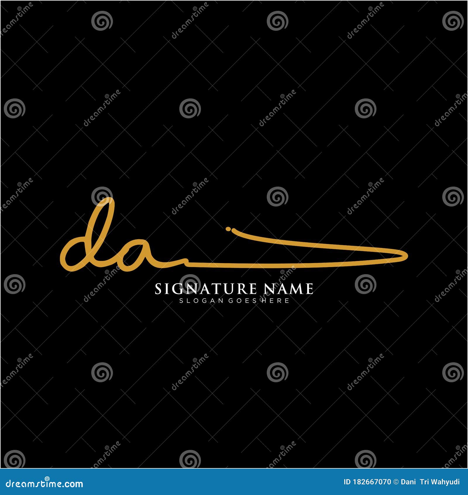 Letter DA Signature Logo Template Vector Stock Illustration ...
