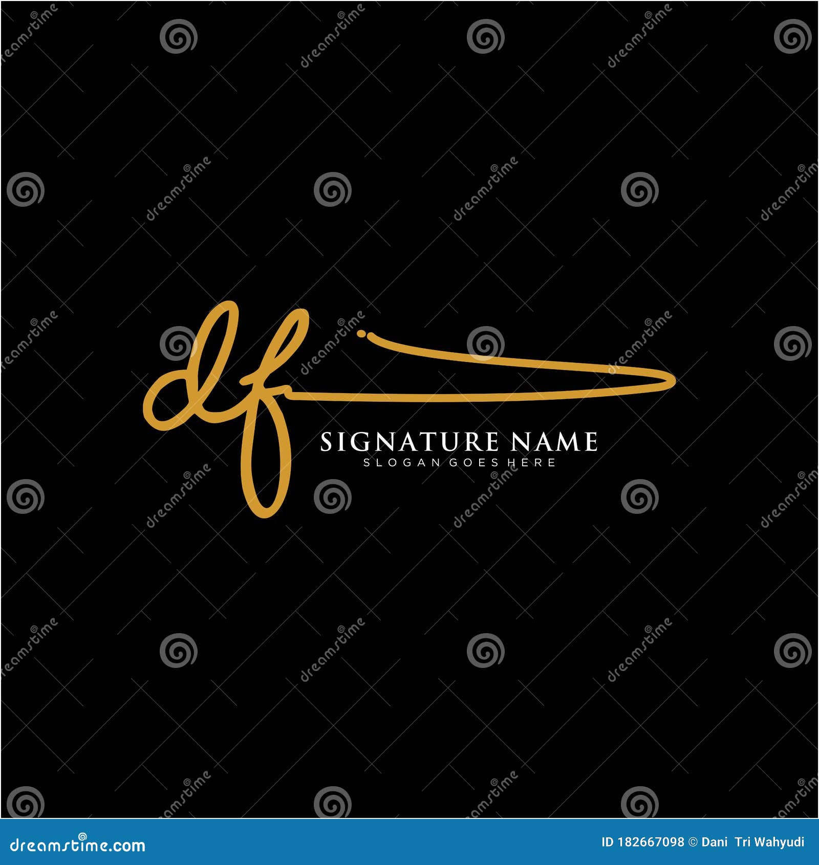 Letter DF Signature Logo Template Vector Stock Illustration ...