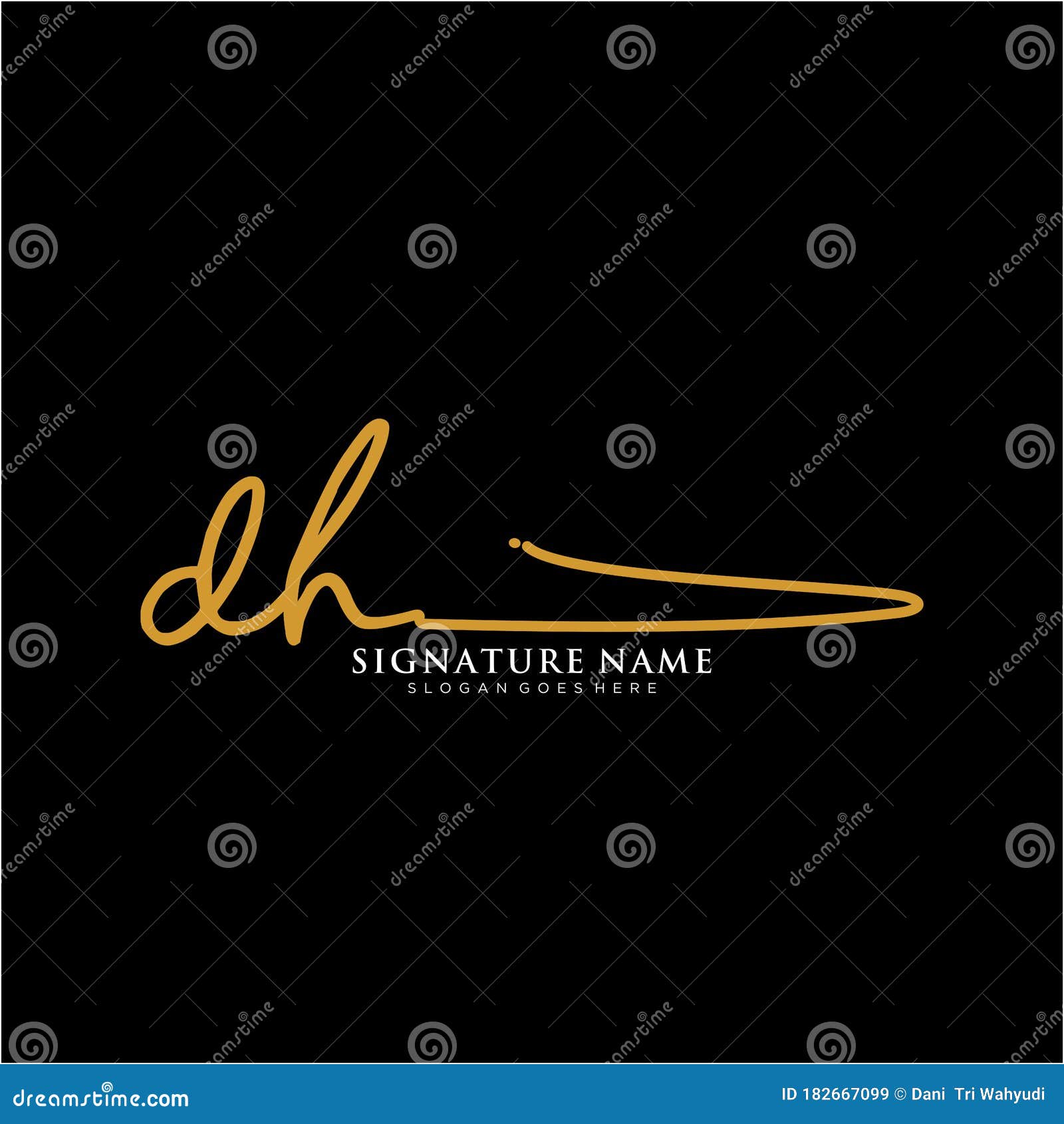 Letter DH Signature Logo Template Vector Stock Illustration ...