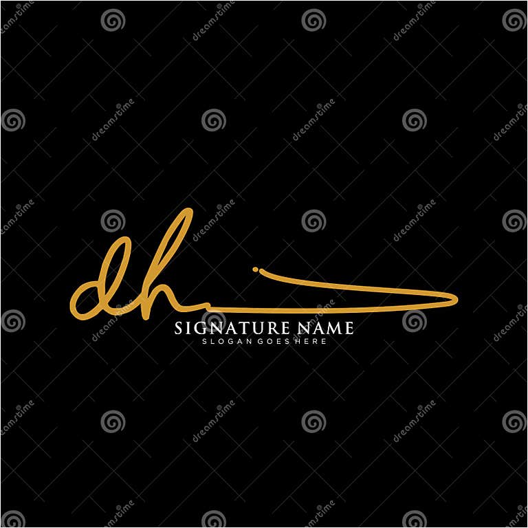 Letter DH Signature Logo Template Vector Stock Illustration ...
