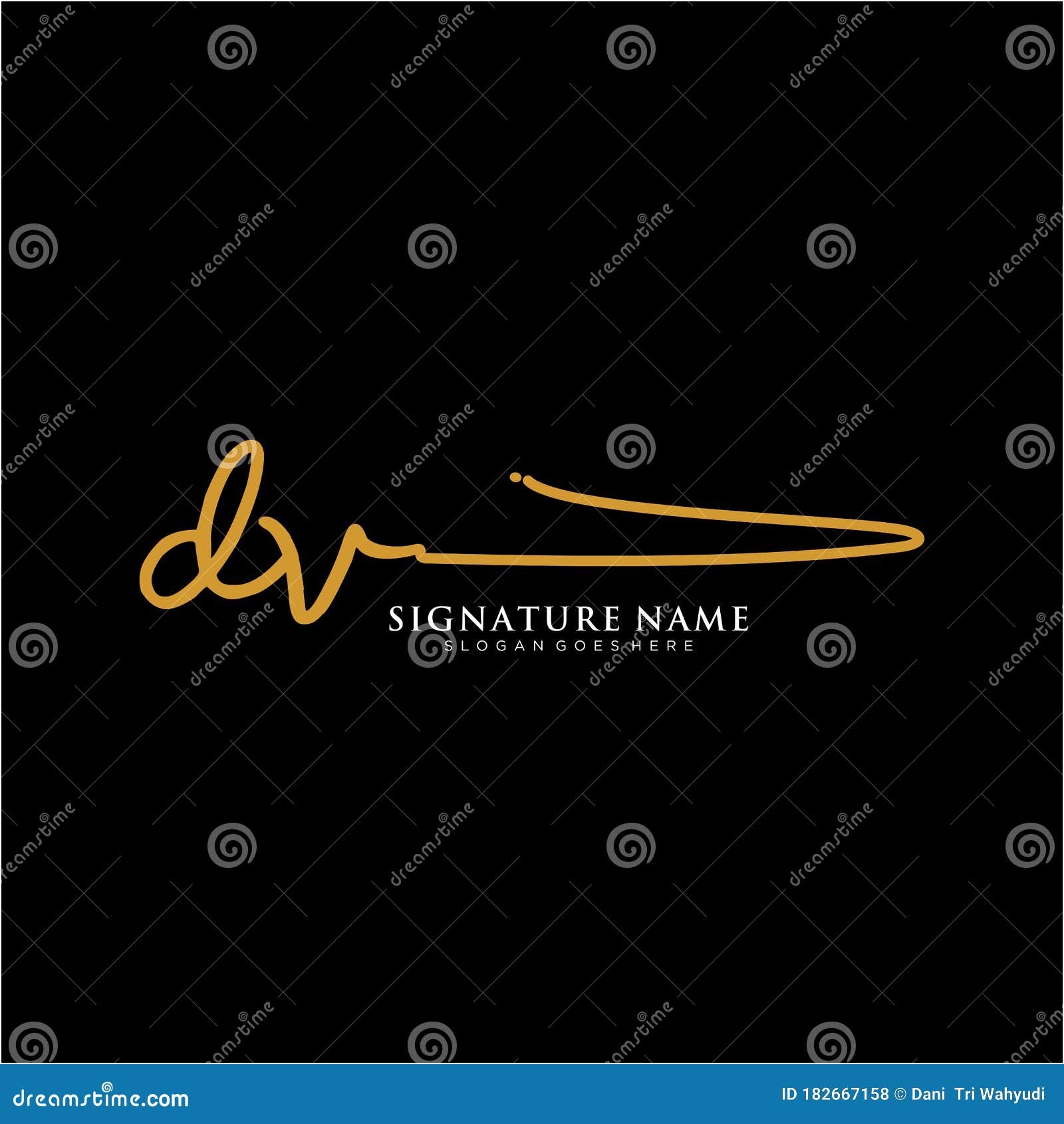 Letter DV Signature Logo Template Vector Stock Illustration ...