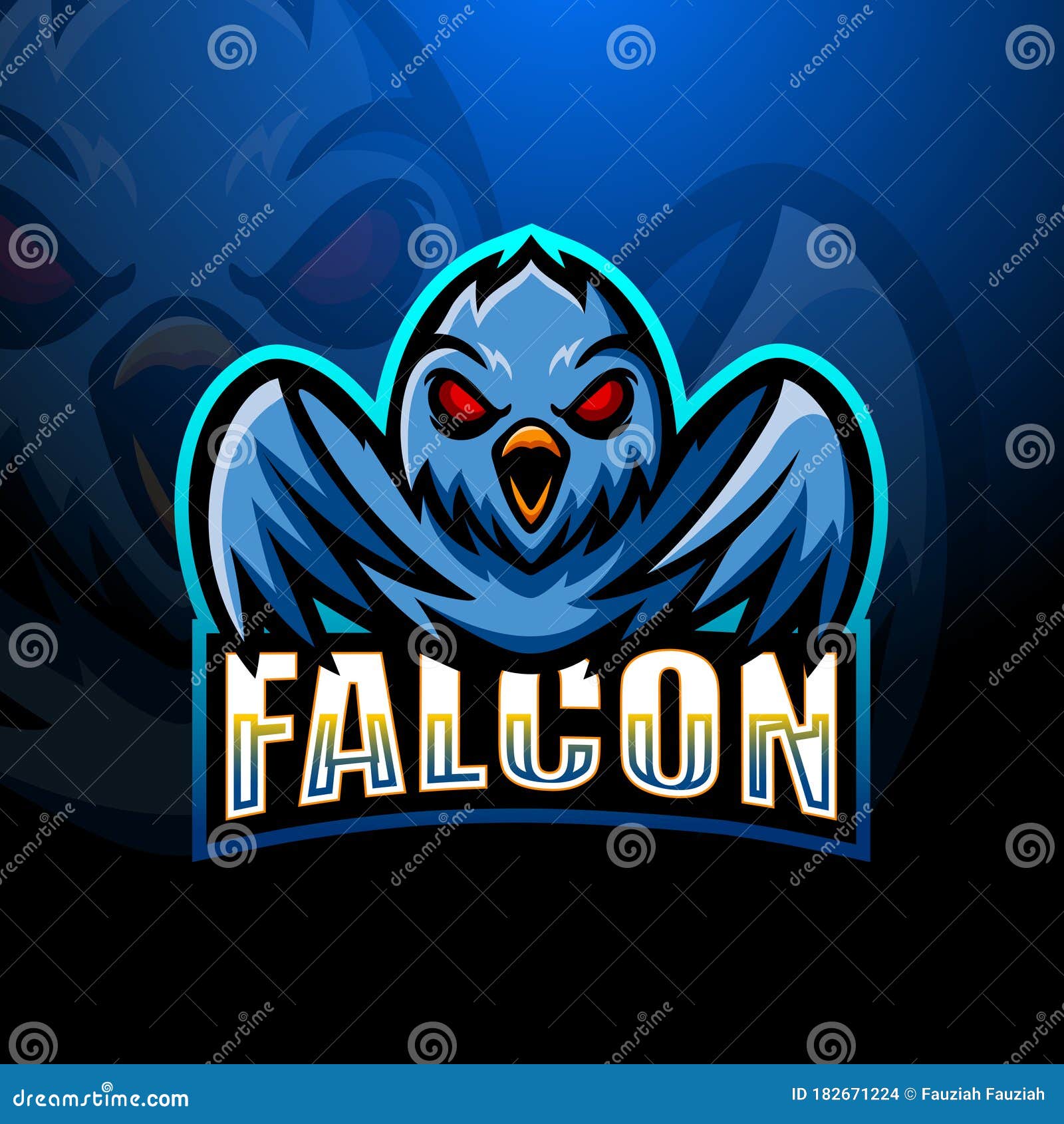 Falcon Mascot Esport Logo Design Stock Vector - Illustration of flame ...