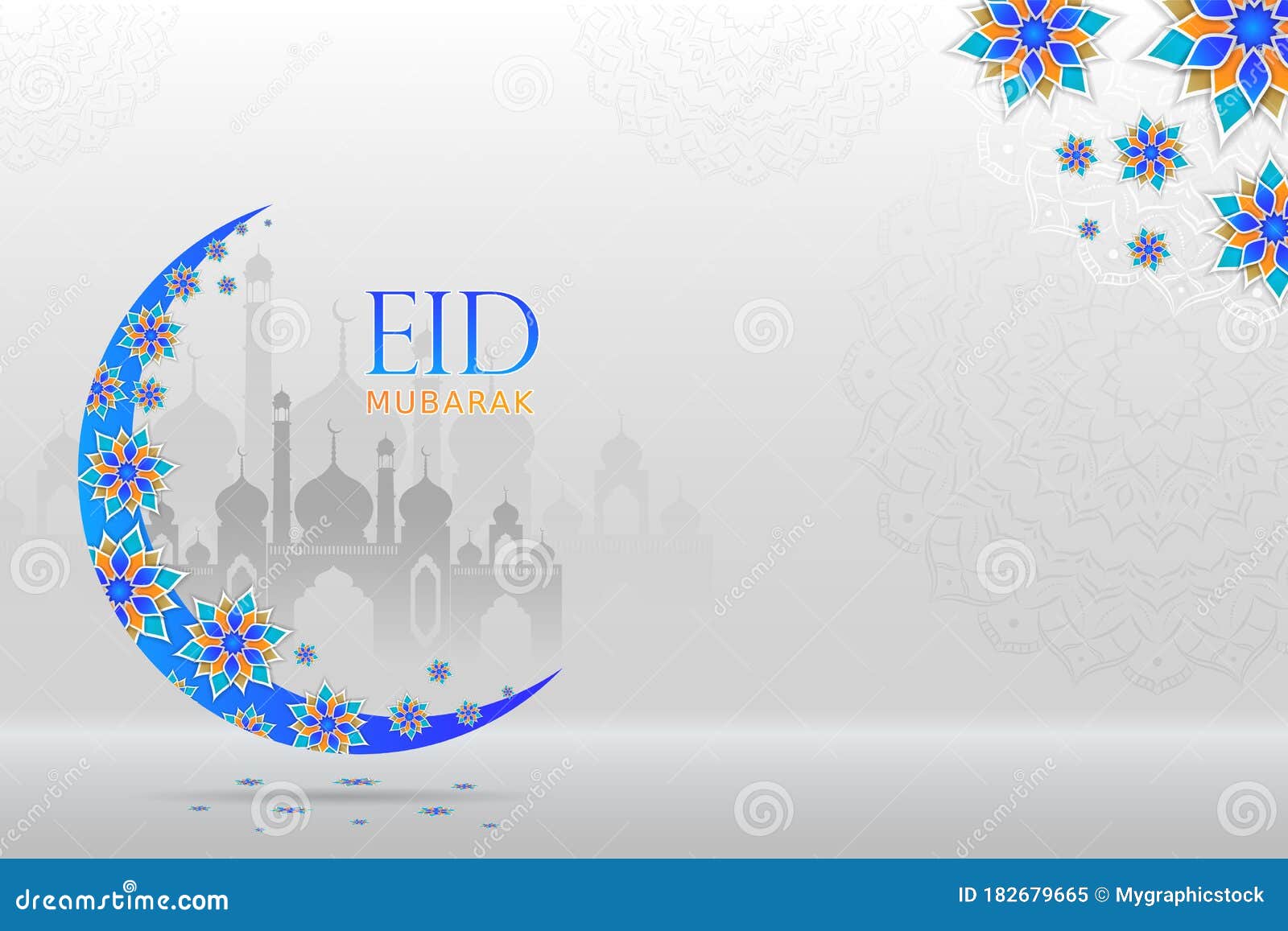 Eid Mubarak Background Landscape Greeting and Wishes with Beautiful ...
