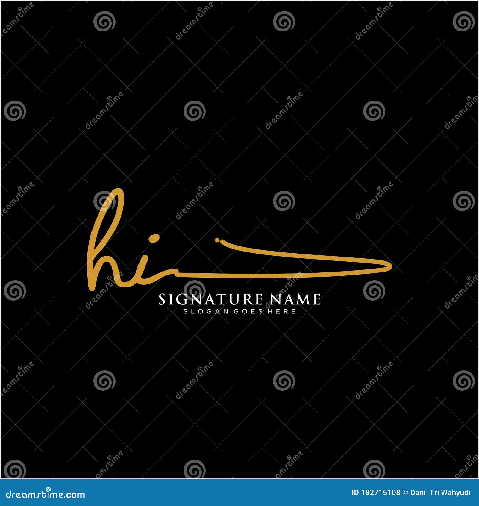 Letter HI Signature Logo Template Vector Stock Vector - Illustration of ...