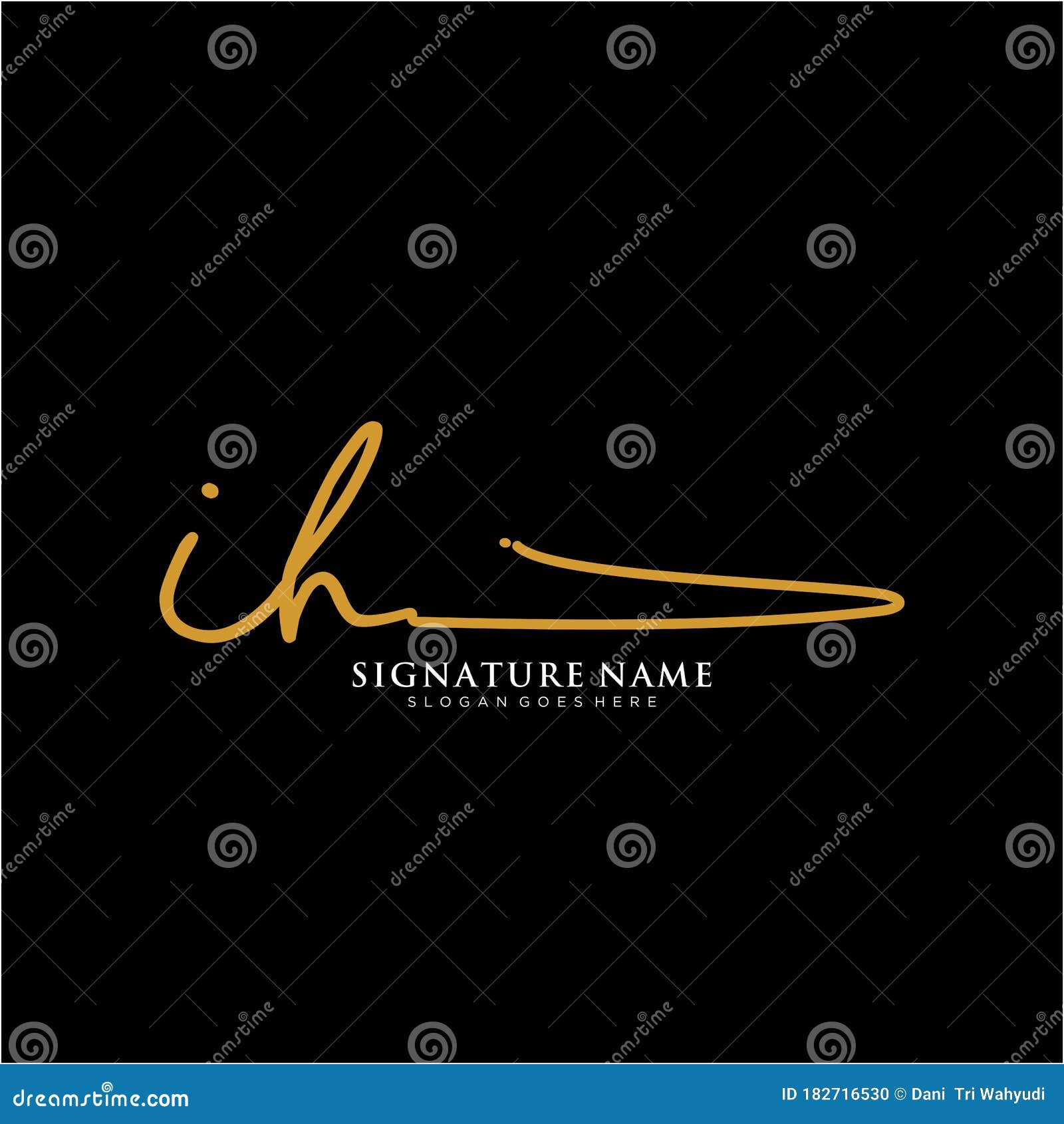 Letter IH Signature Logo Template Vector Stock Vector - Illustration of ...