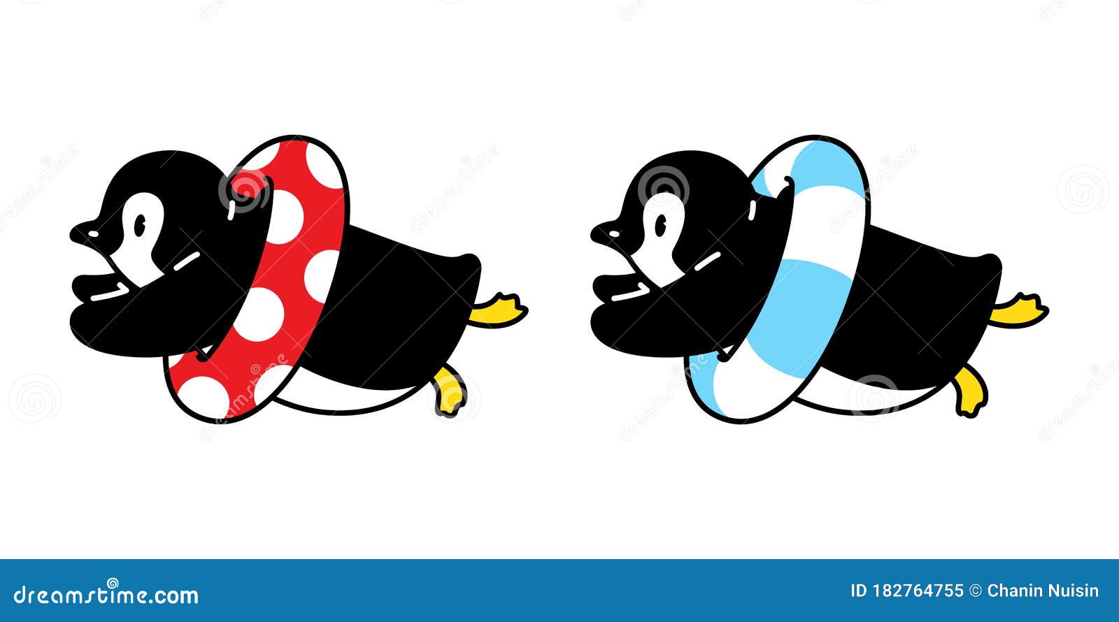 Penguin Vector Icon Logo Swimming Pool Ring Cartoon Character Ocean Sea ...