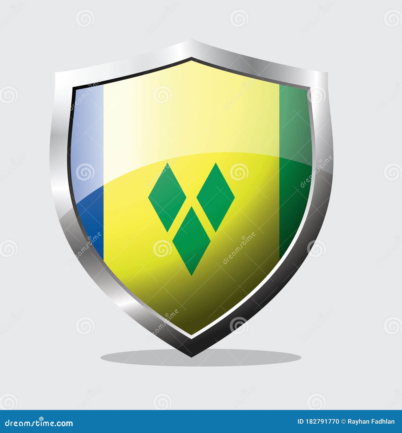 Shield Icon Vector Illustration of the Saint Vincent Country Flag and ...