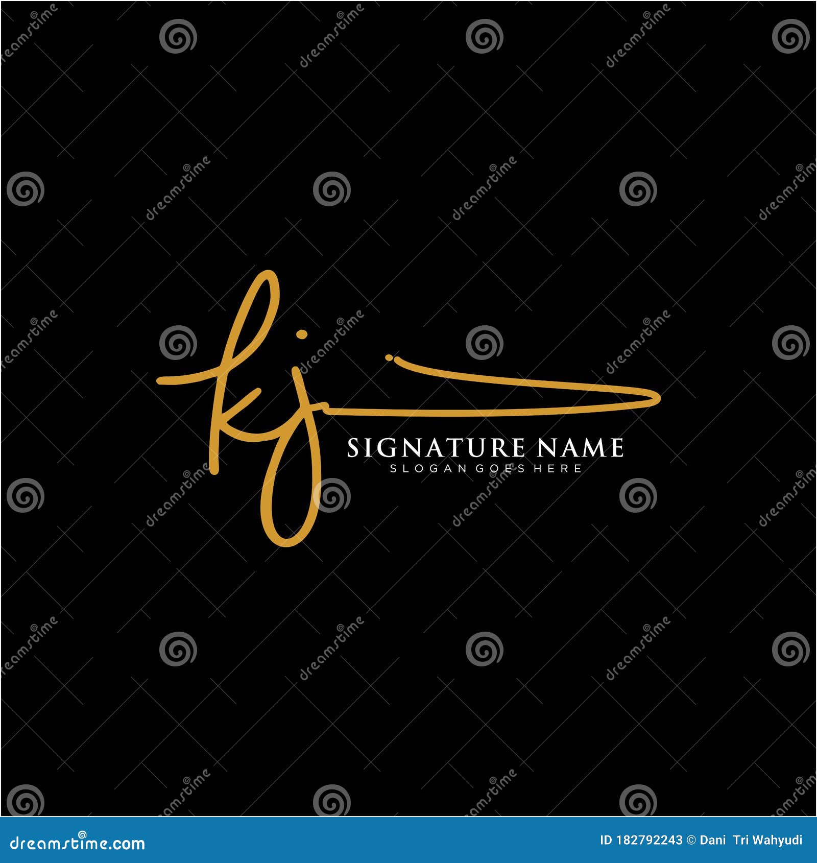 Letter KJ Signature Logo Template Vector Stock Illustration ...