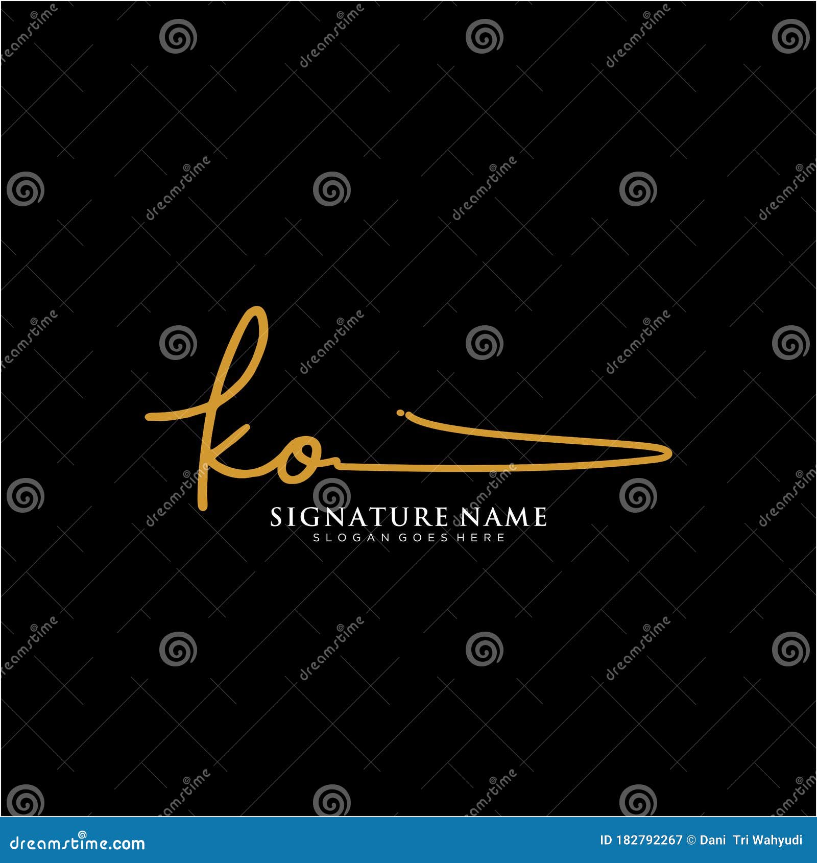Letter KO Signature Logo Template Vector Stock Illustration ...