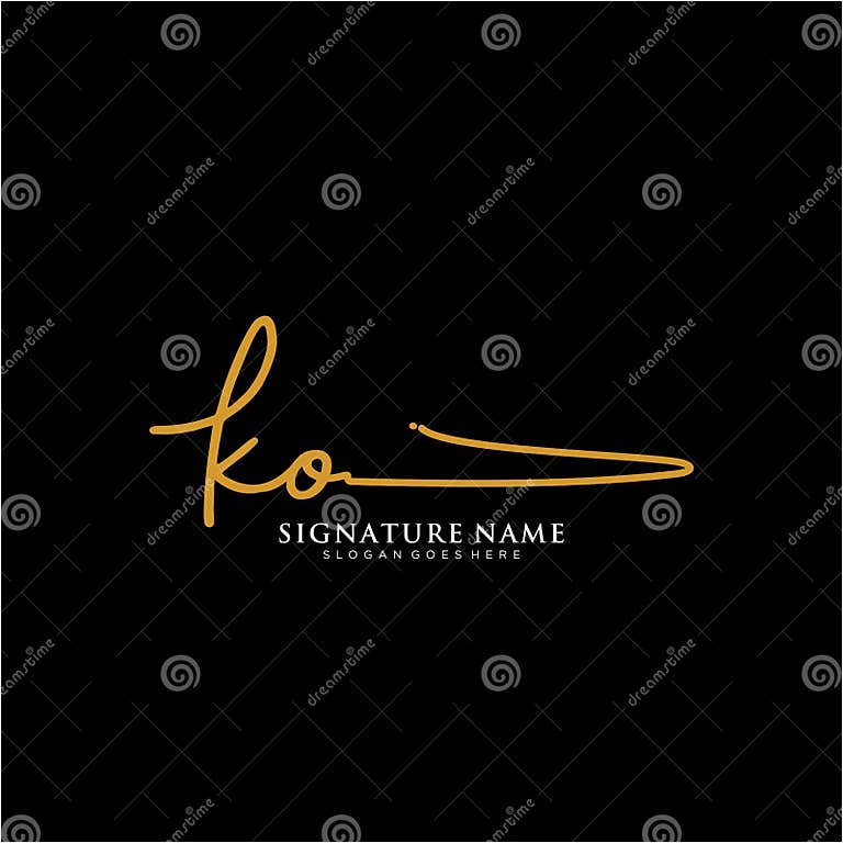 Letter KO Signature Logo Template Vector Stock Illustration ...