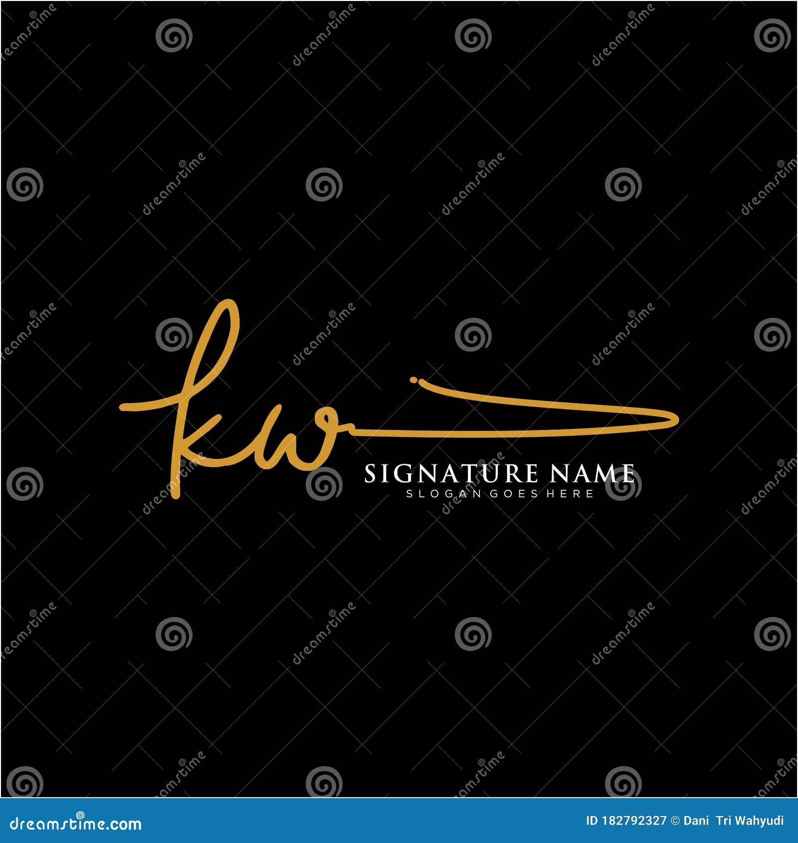 Letter KW Signature Logo Template Vector Stock Illustration ...