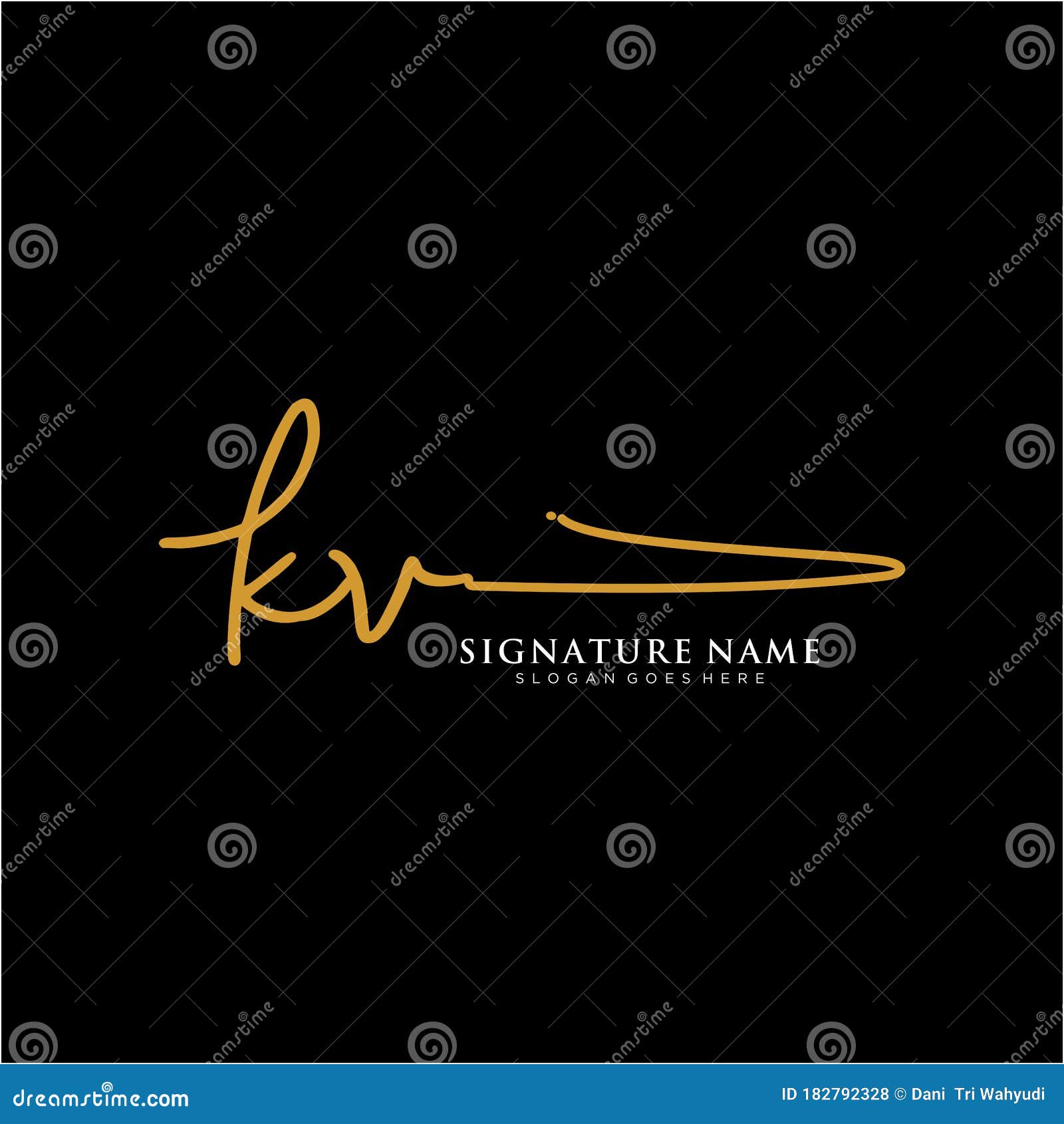Letter KV Signature Logo Template Vector Stock Illustration ...