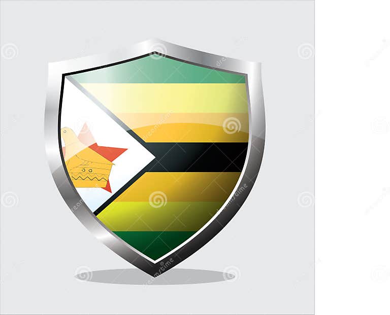 Shield Icon Vector Illustration of the Flag of the Country of Zimbabwe ...