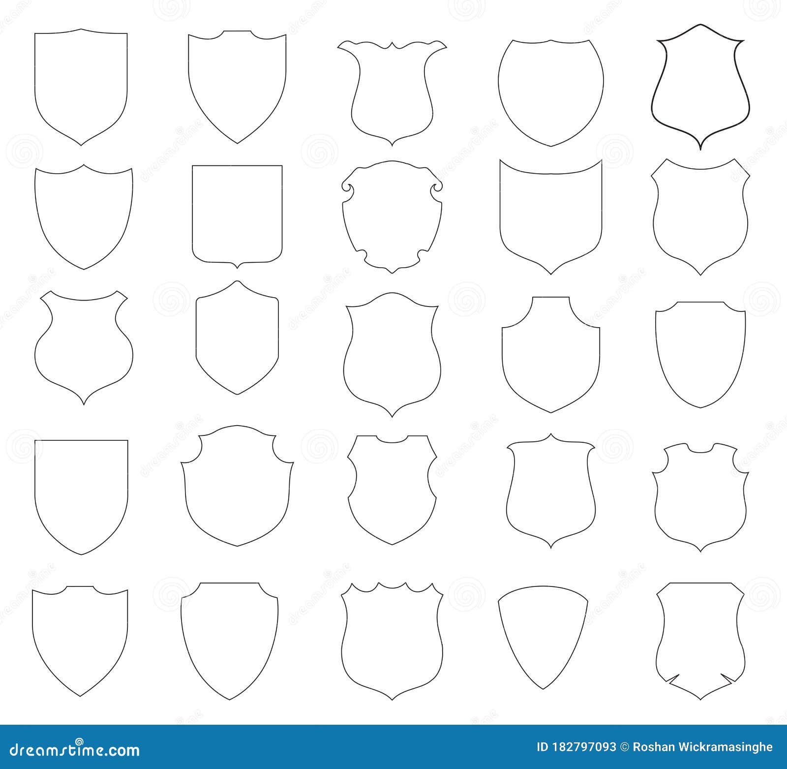 Shield Shapes Line Designs Vector Stock Vector - Illustration of power ...