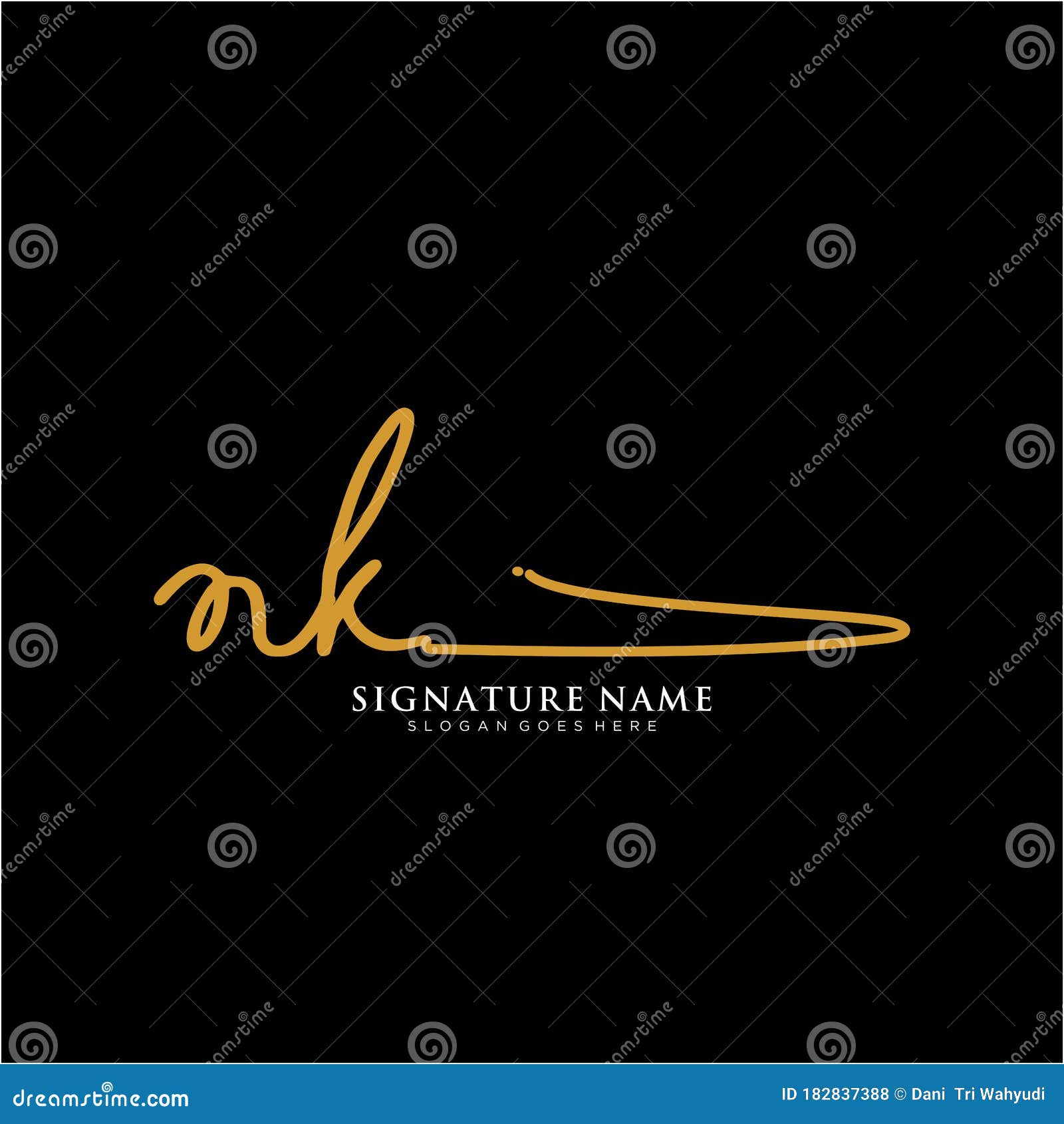 Letter NK Signature Logo Template Vector Stock Illustration ...